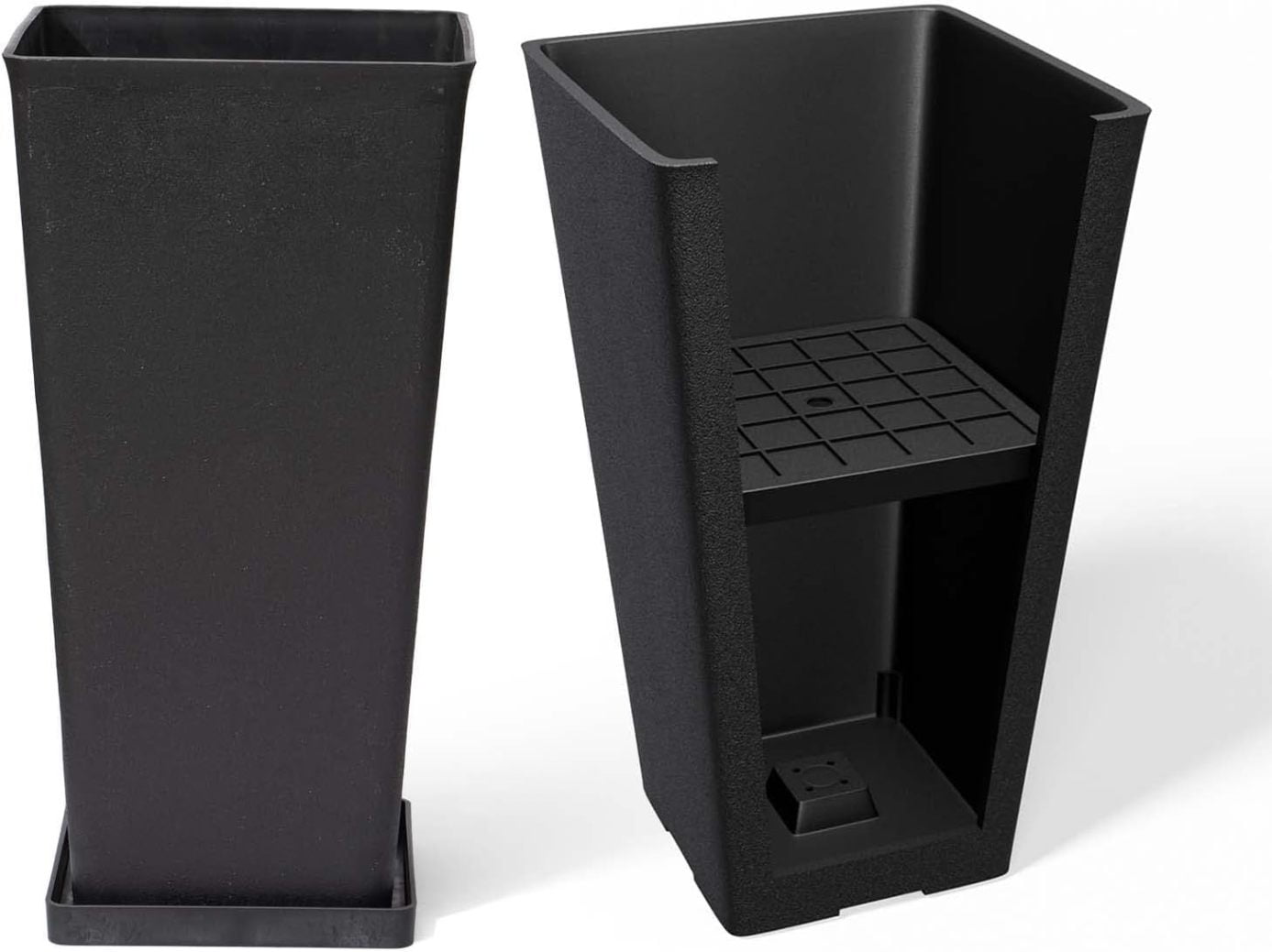 ZZSP 20 Inch Tall Black Planters, Rectangular Outdoor Planters Set of 2 ...