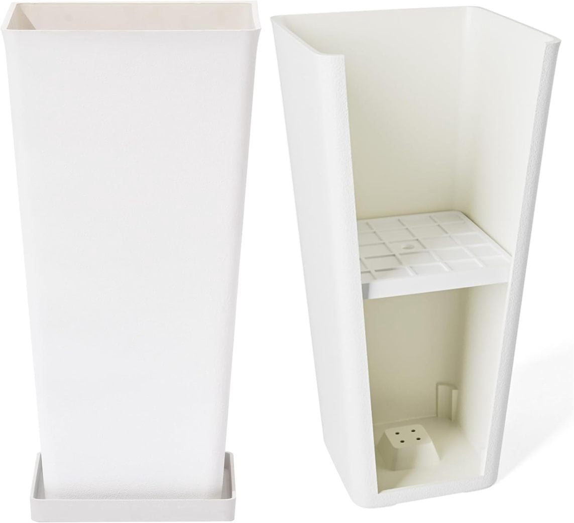ZZSP 26 inch White Tall Planters for Outdoor Plants,Set of 2 Large ...