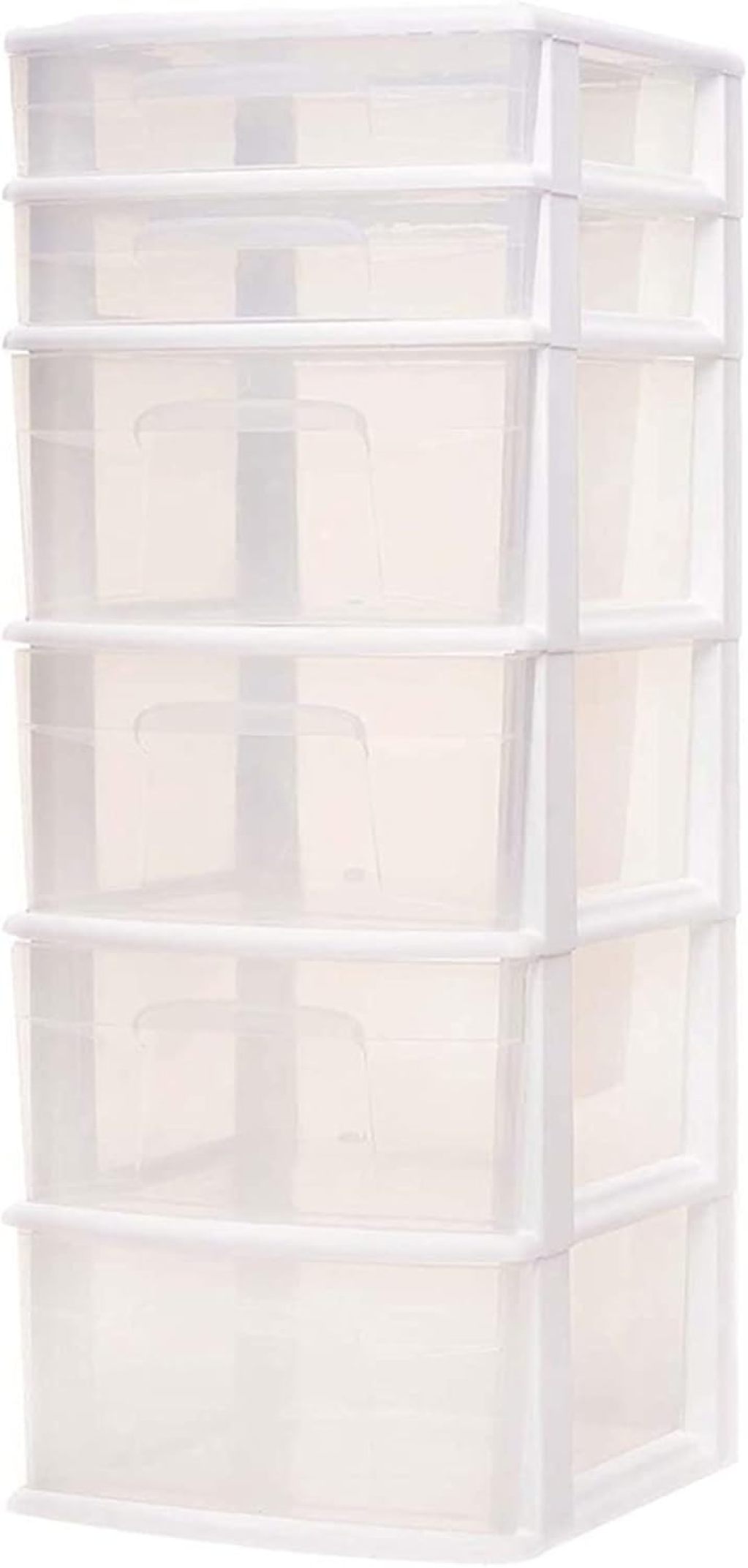 ZZSP Drawer Tower, 6-Tier Clear Plastic Storage Organizer Cart, White ...