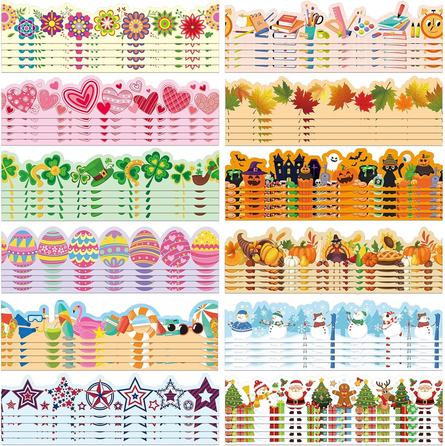 ZZUU 360 Pcs Holiday Bulletin Board Borders Decorations Spring Easter ...