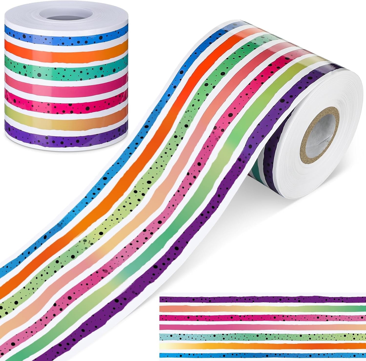 ZZUU Classroom Bulletin Board Border 65 Feet Polk Dot Stripes Straight ...