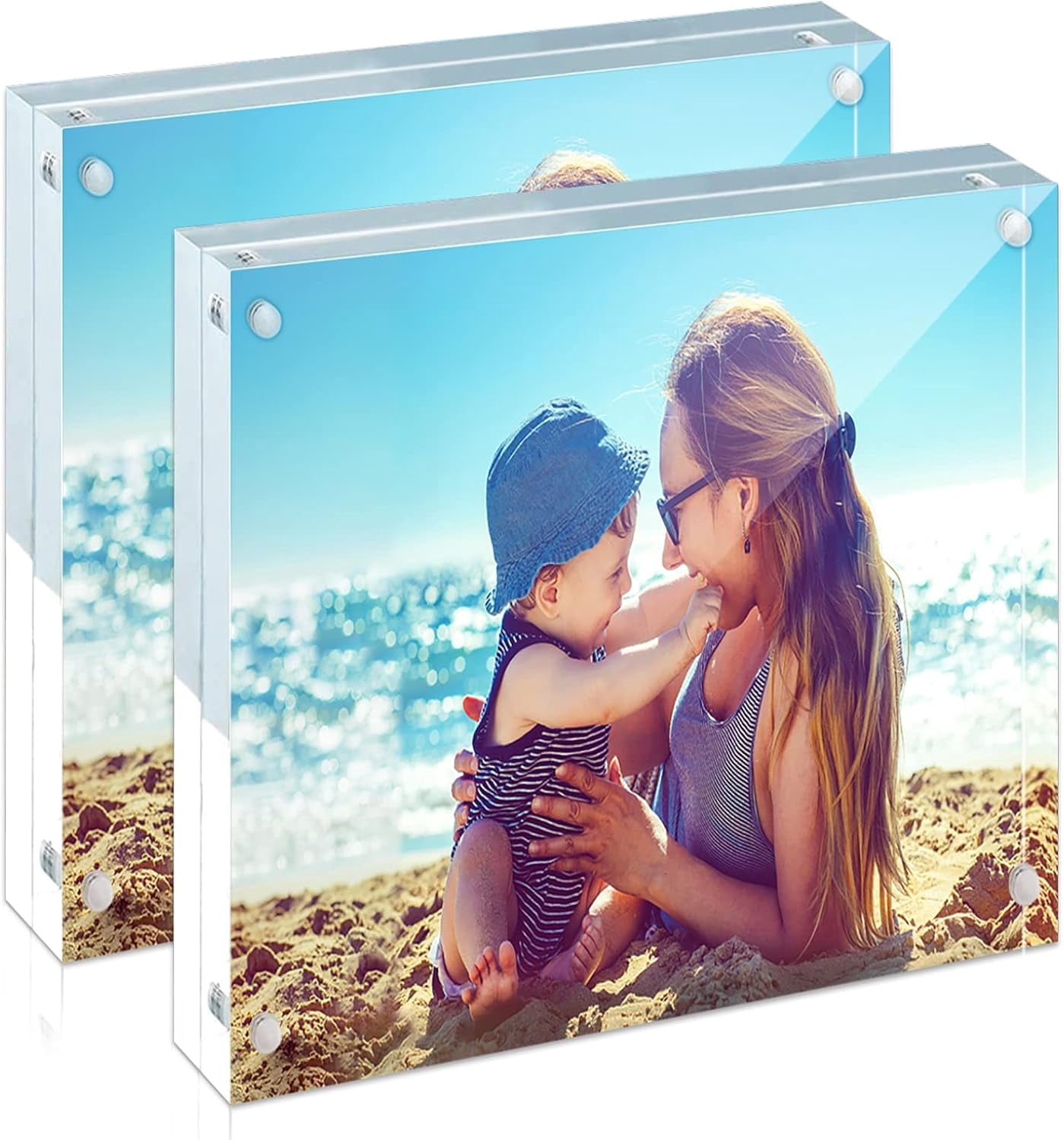 ZZVV Acrylic Frame, 2 Pack 5x7 Acrylic Picture Frames, 24mm Thicker ...