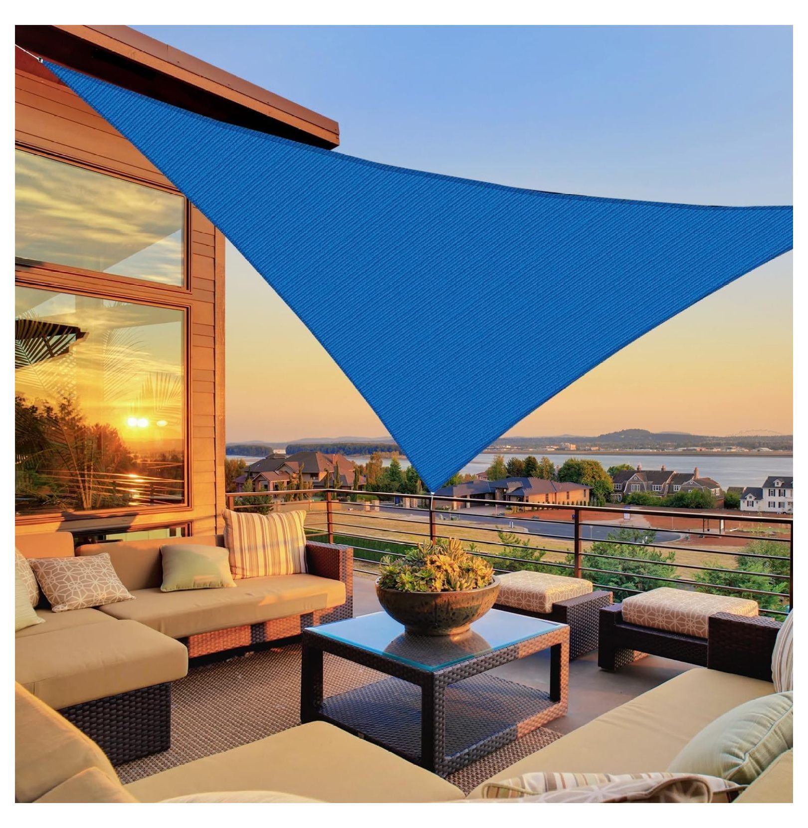 ZZYY 10'x10'x10' Triangle Sun Shade Sail, Outdoor Shade Cover, HDPE ...
