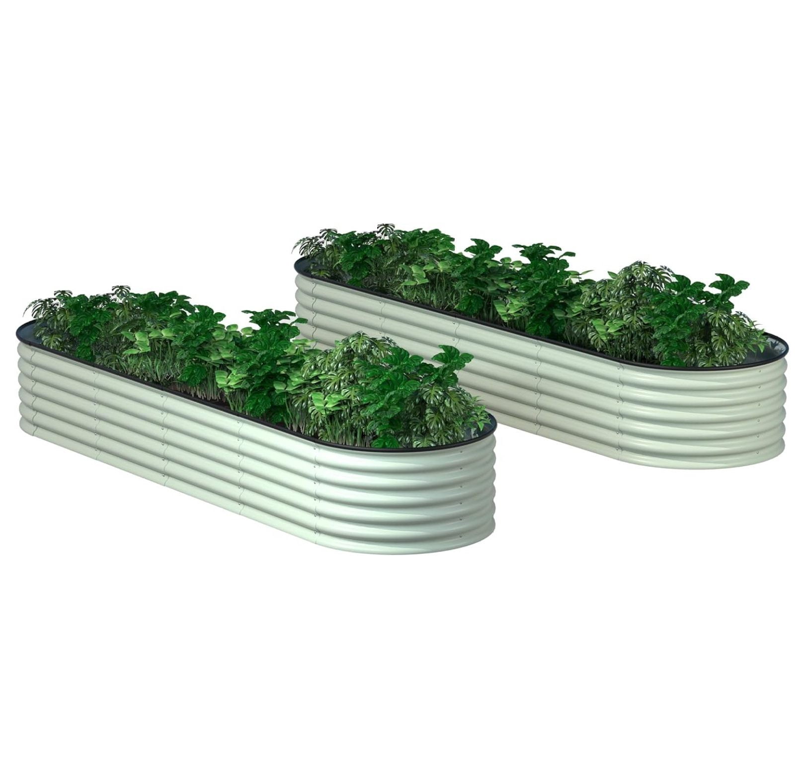 ZZYY 2 Pack 8x2x1.4ft Raised Garden Bed, Galvanized Raised Garden Bed ...