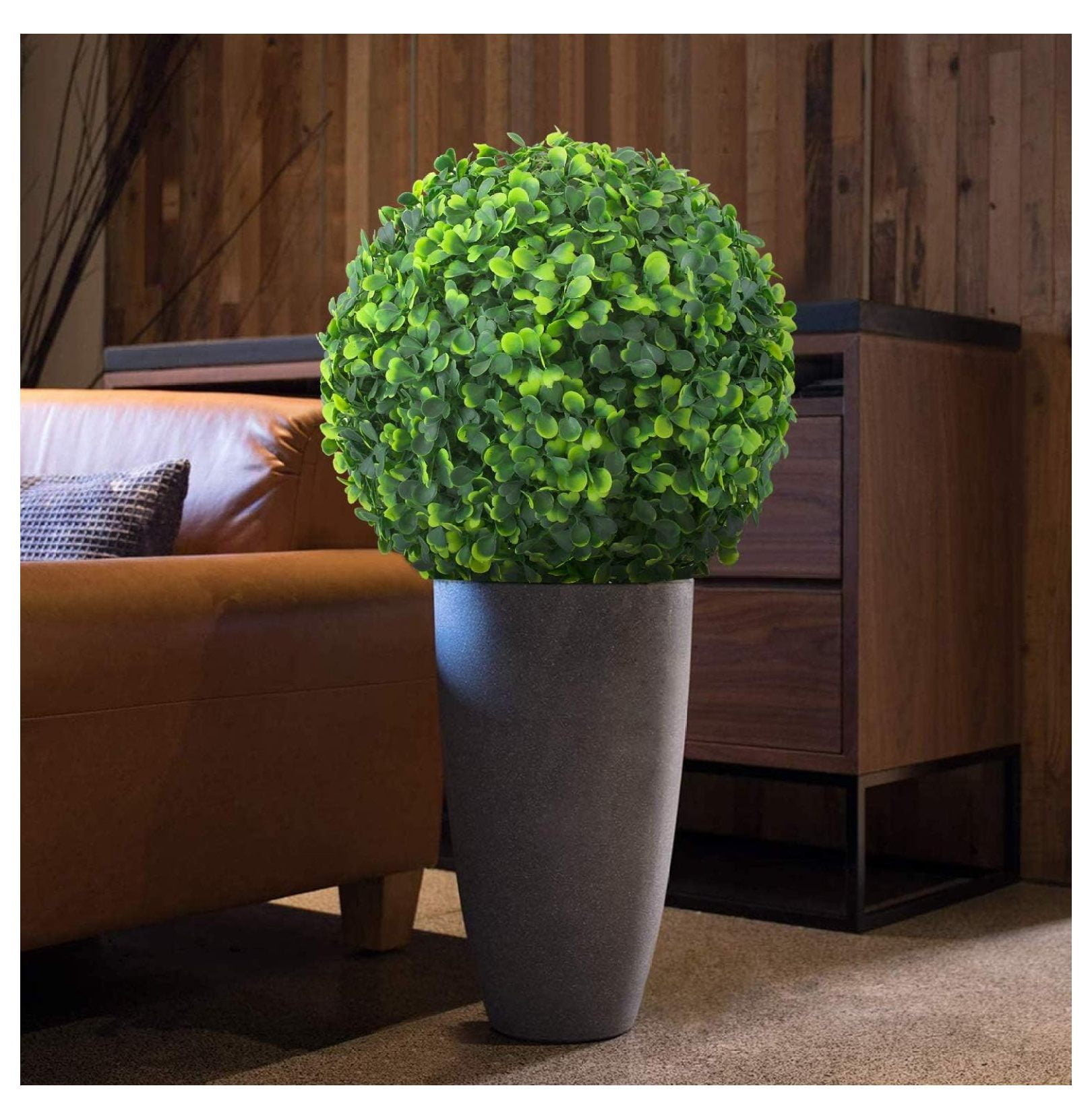 ZZYY 2 Packs 15" Artificial Boxwood Topiary Topiary Tree Plants ...