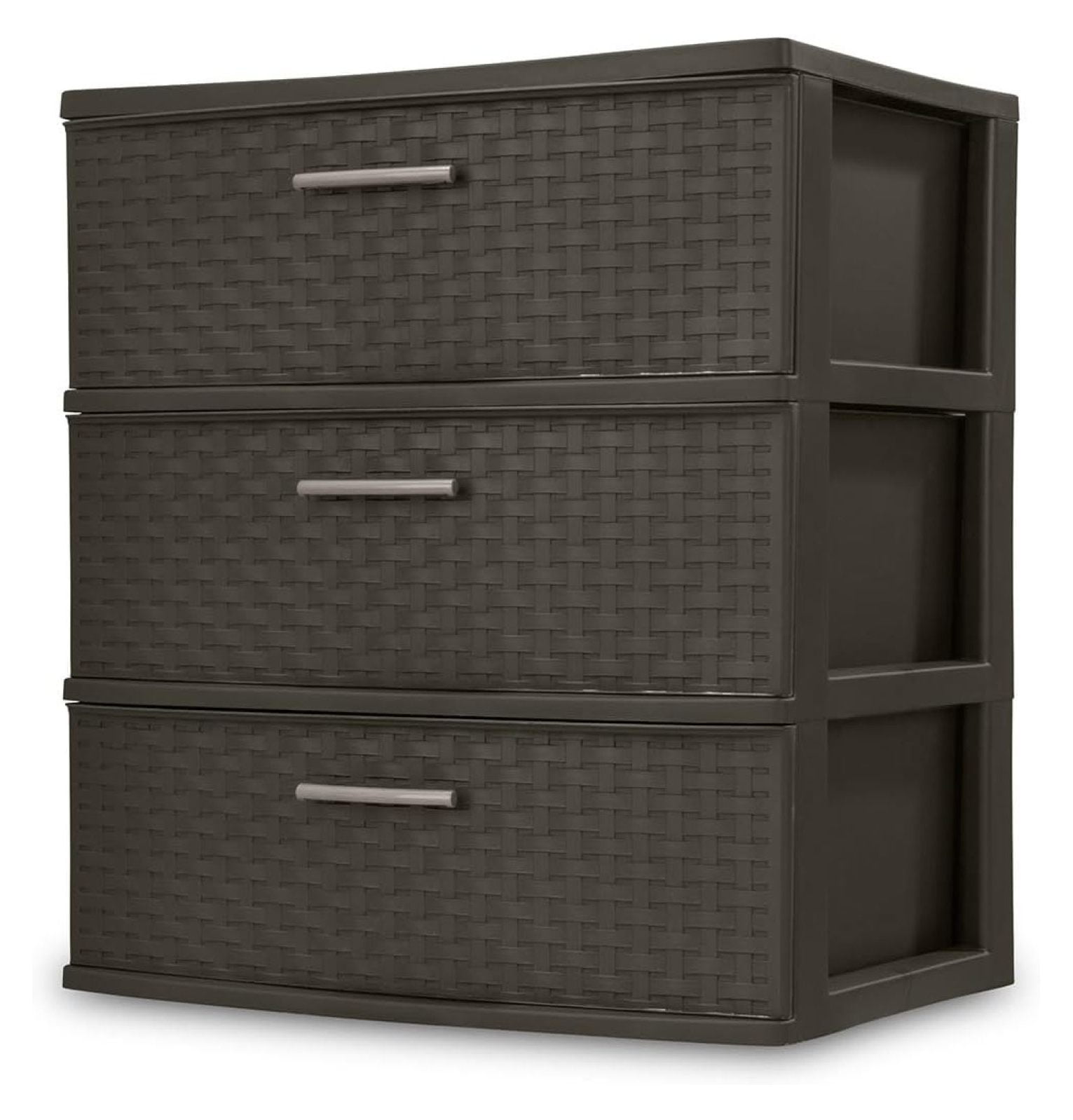 ZZYY 3 Drawer Wide Plastic Weave Tower with Pull Handles,Decorative ...