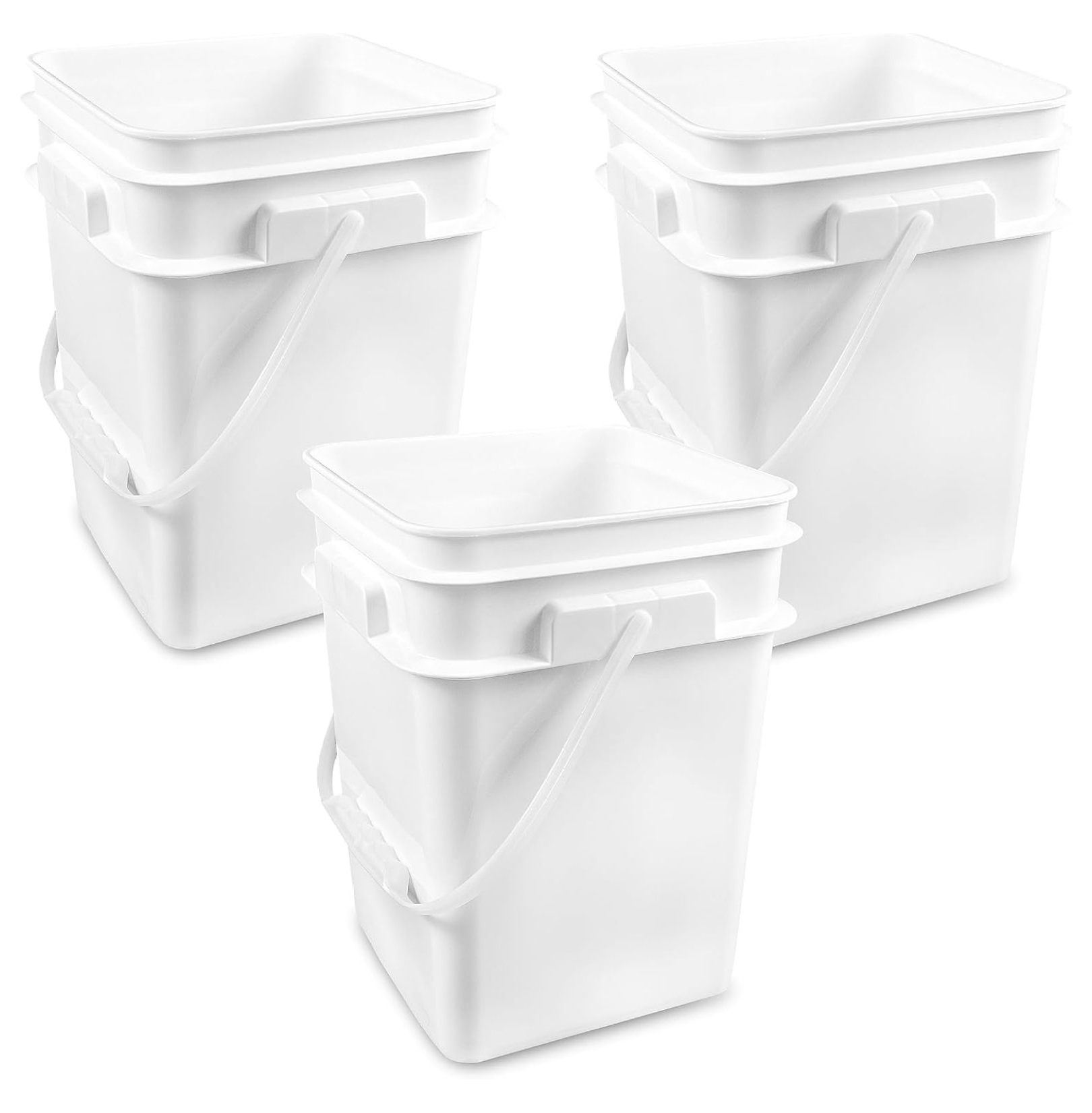 ZZYY 4 Gallon Square Bucket with Plastic Handles, Food Storage Pail ...