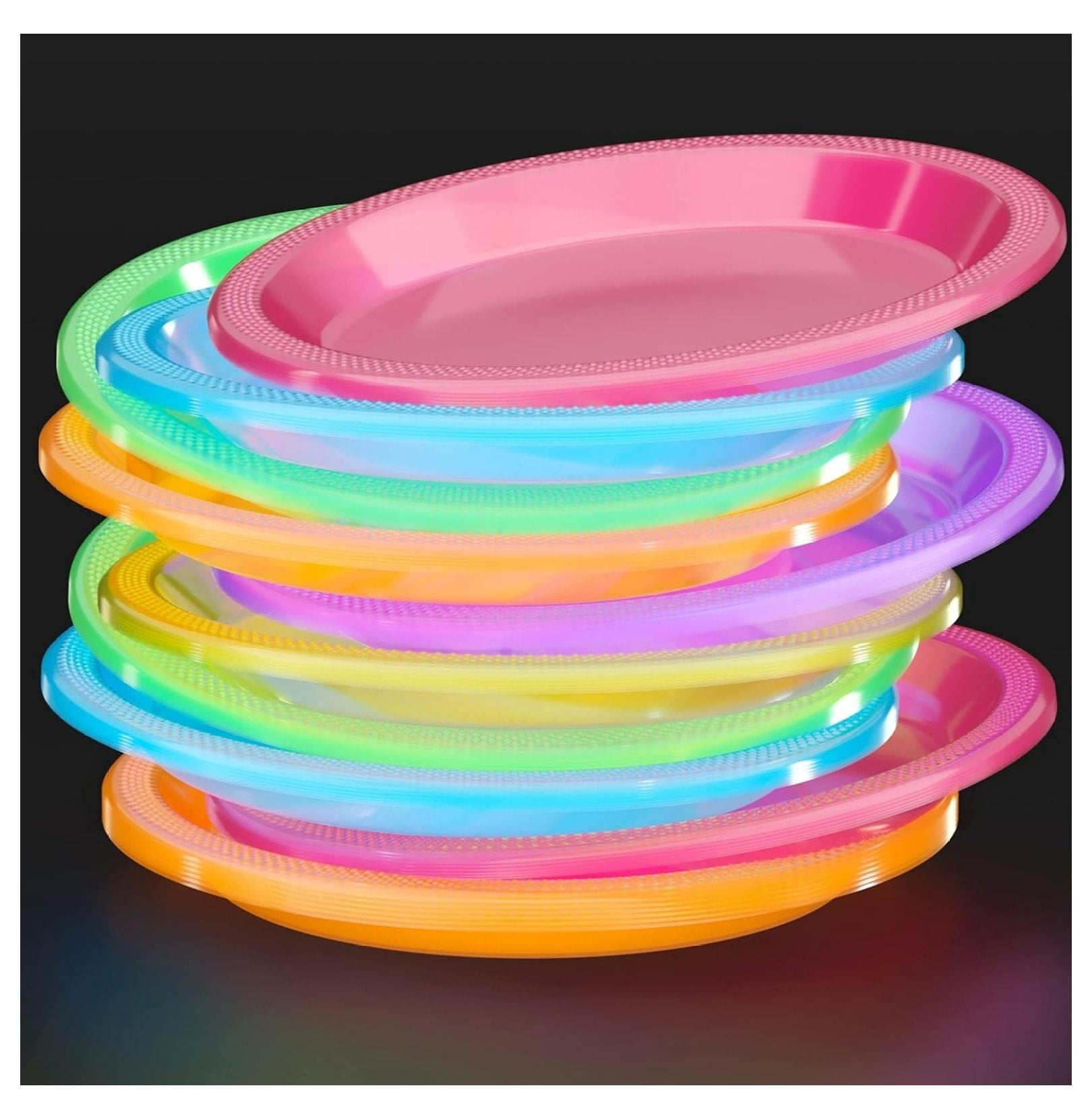 ZZYY Black Light Glow Party Plates - 60 Party Plates - Size: 7 Inch ...