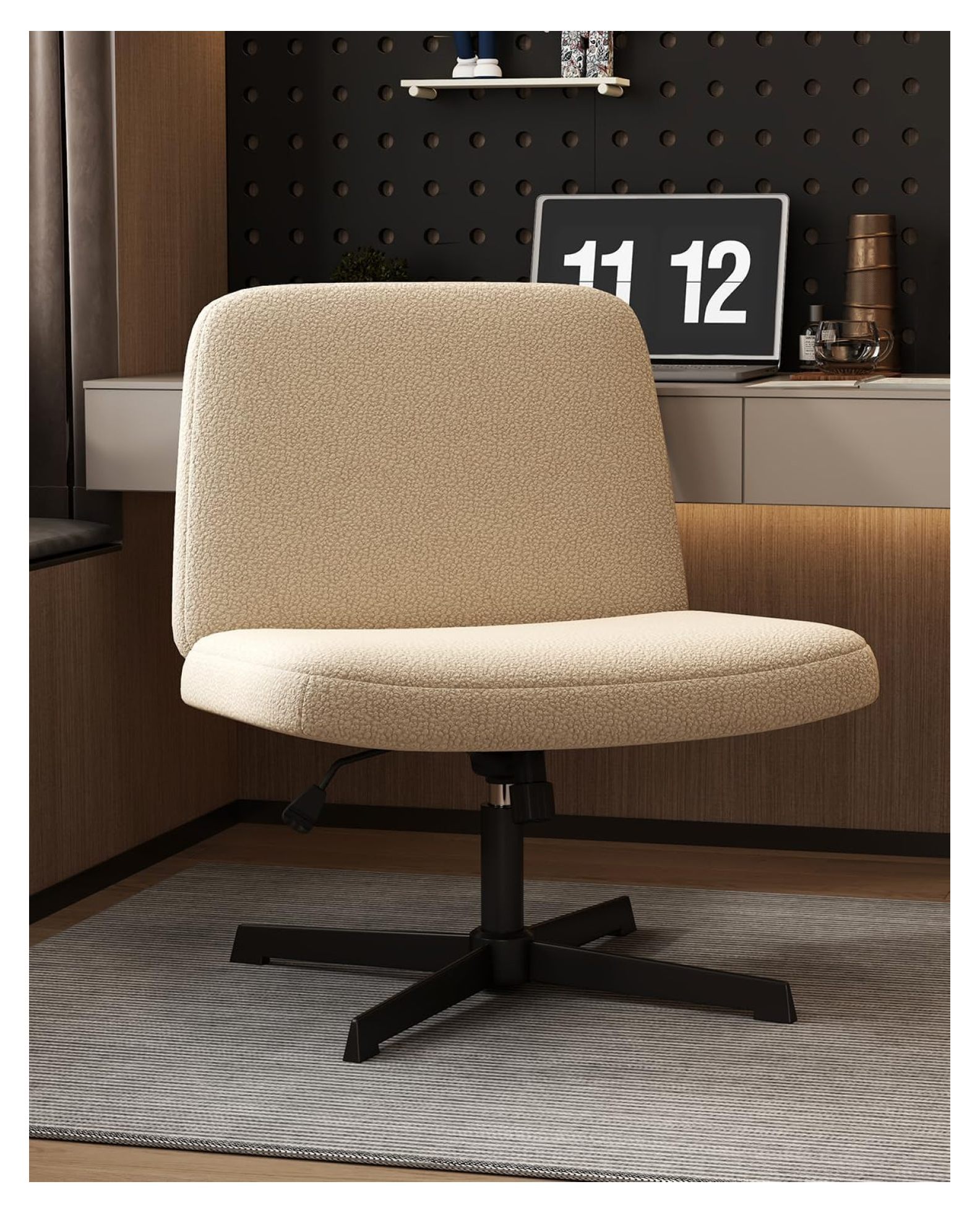 ZZYY Cross Legged Office Chair,Criss Cross Chair Armless Wide Seat Ergonomic Home Office Desk ...