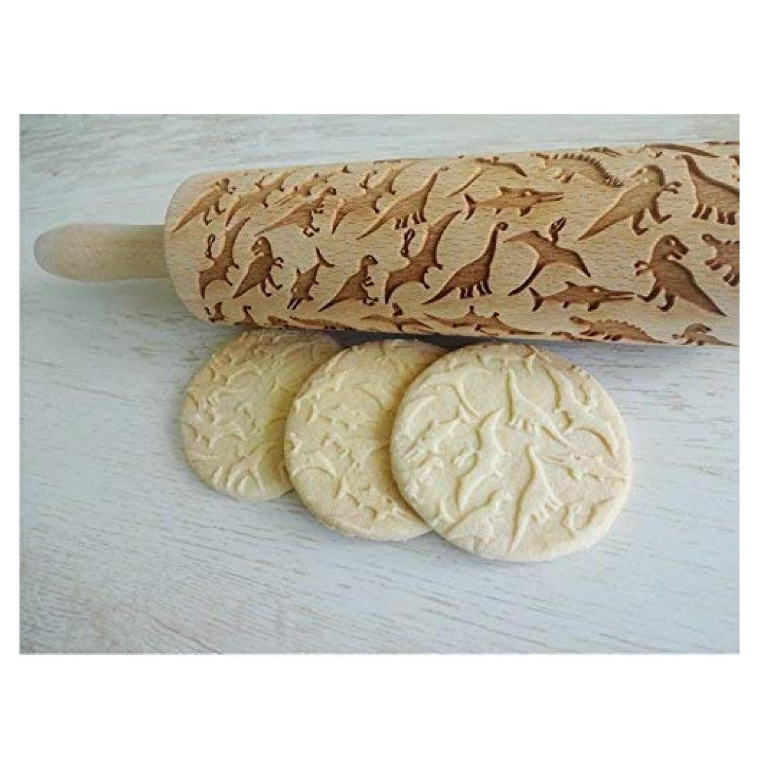 ZZYY DINOSAURS EMBOSSING ROLLING PIN ENGRAVED with DINOSAURS for ...