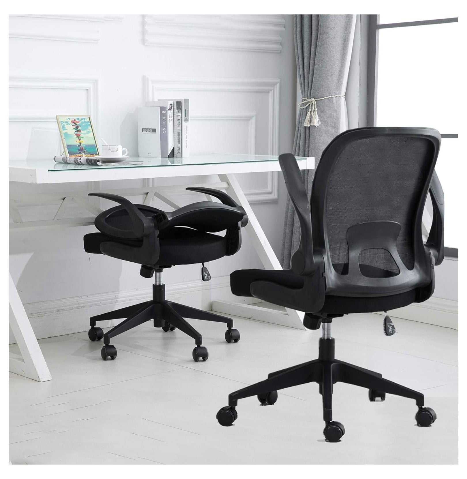 ZZYY Foldable Office Chair - Home Office Desk Chairs with -Up Arms and ...