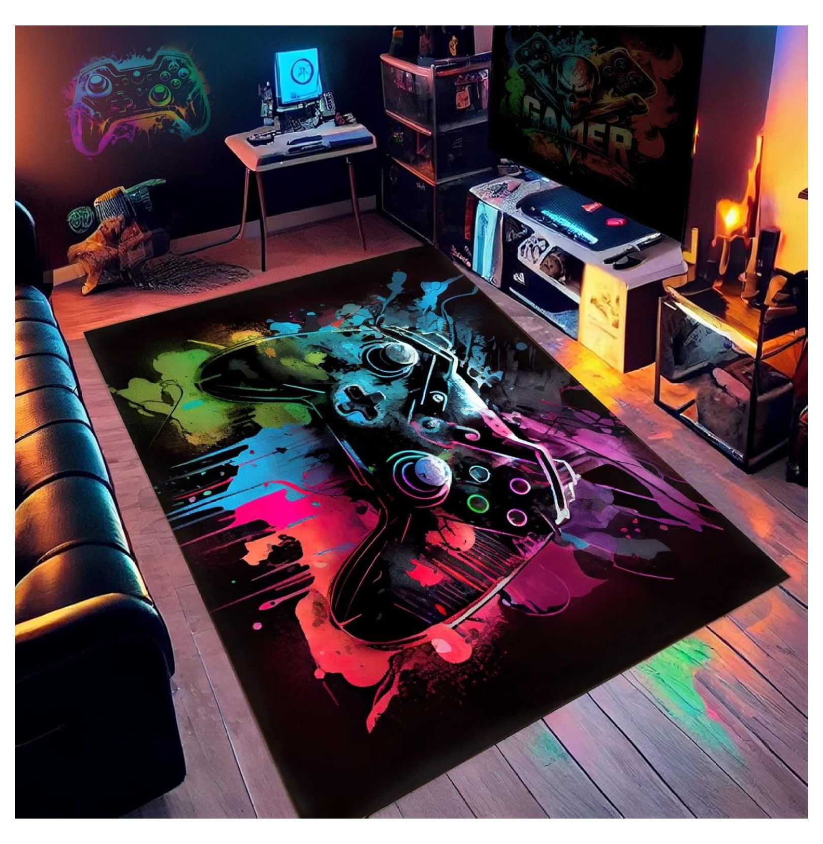 ZZYY Gaming Rug for Game Room, Gamer Rug for Boys Bedroom, Game ...