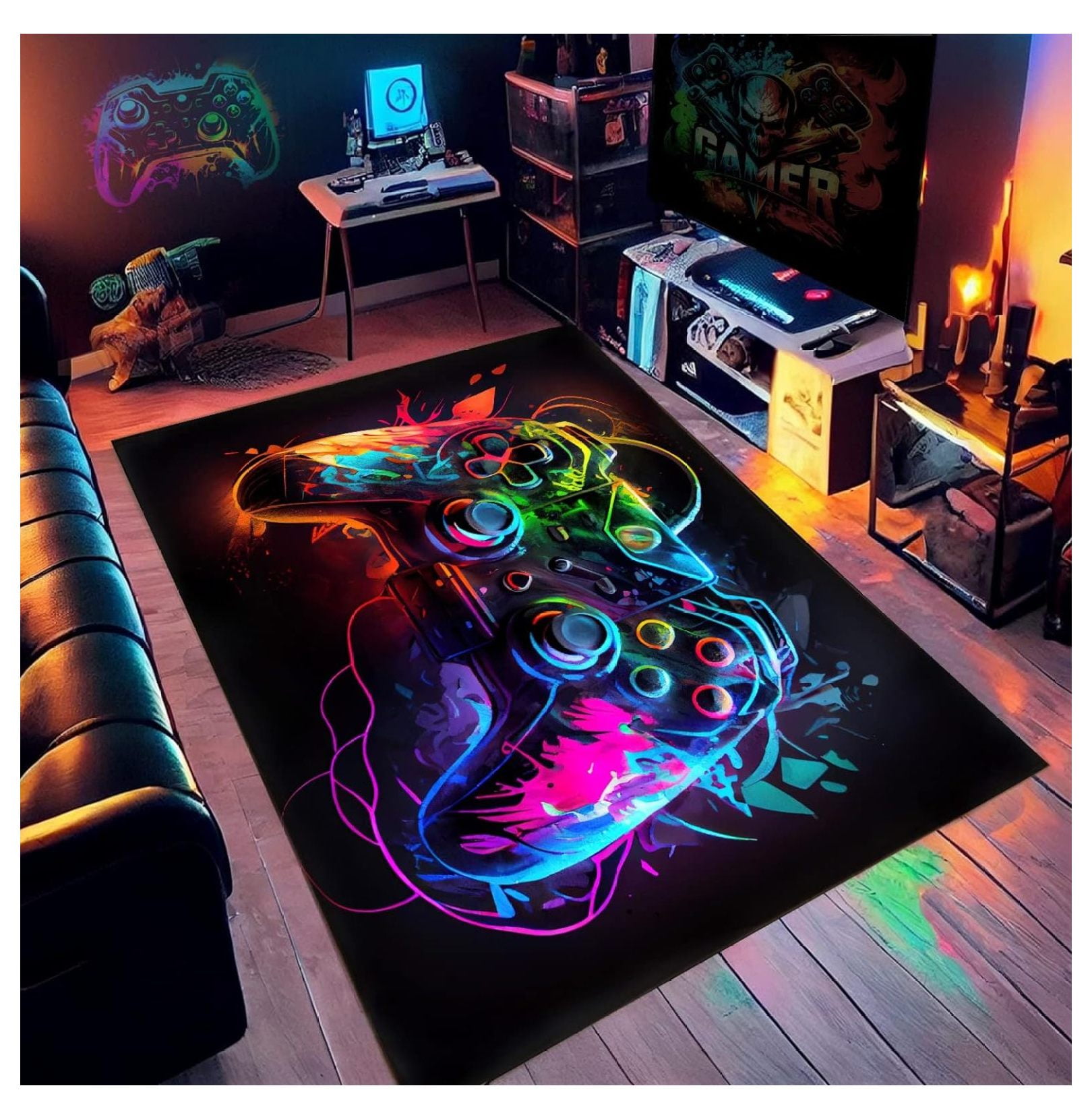 ZZYY Gaming Rug for Game Room, Gamer Rug for Boys Bedroom, Game ...