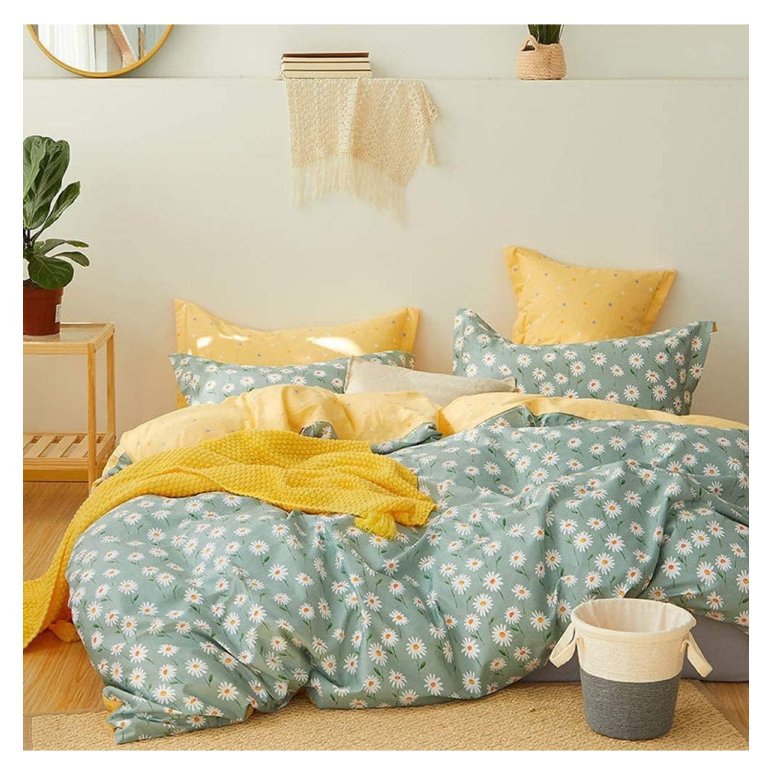 ZZYY Garden Floral Duvet Cover Queen Soft 100% Cotton Floral Bedding ...