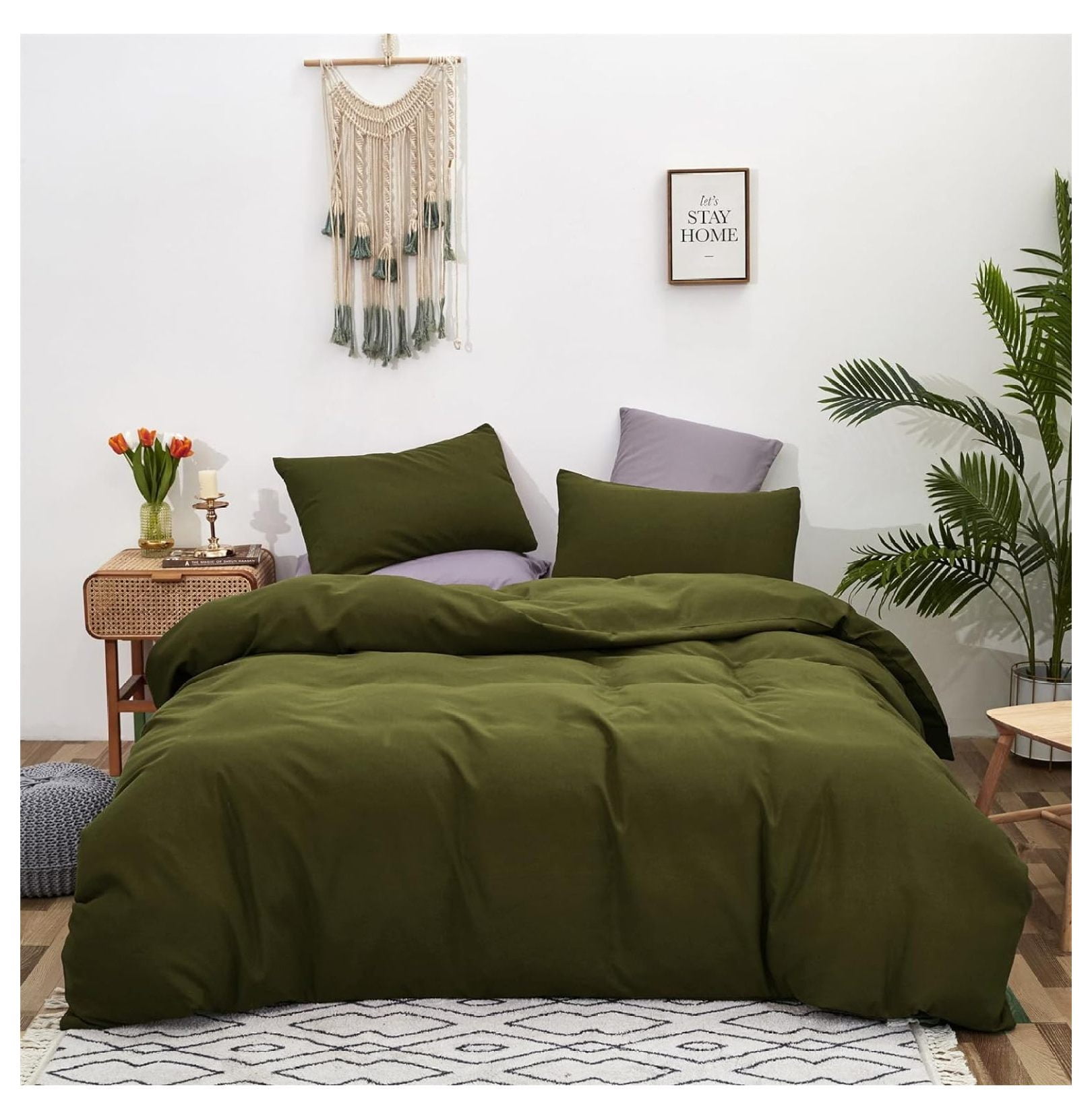 ZZYY Green Comforter Set Full Olive Green Bedding Comforter Set Plain ...