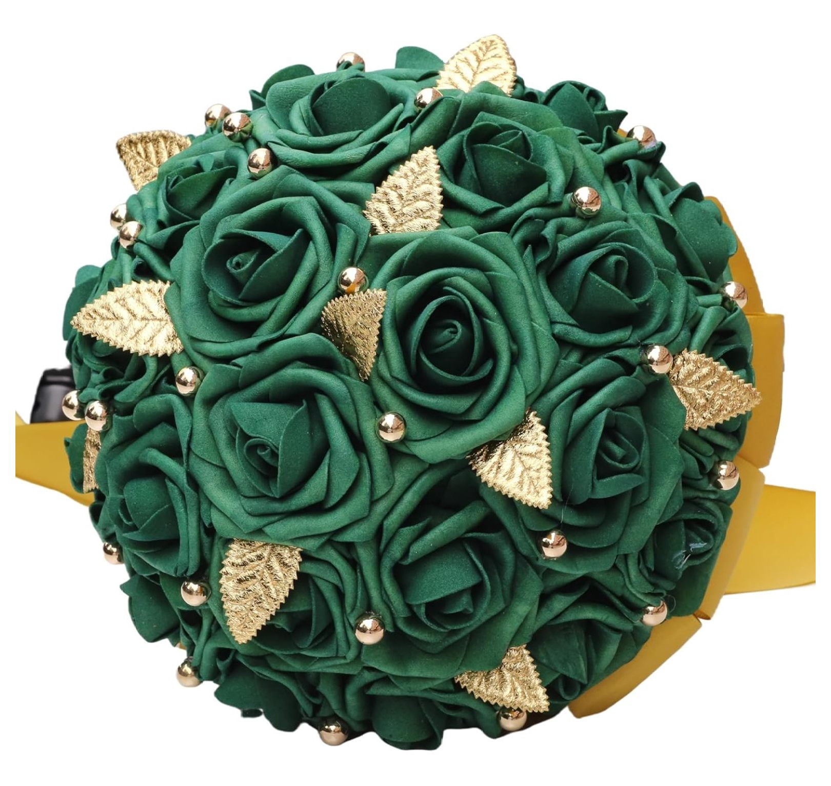 ZZYY Handmade Wedding Bouquet Artificial PE Rose Bridal Bridesmaid ...