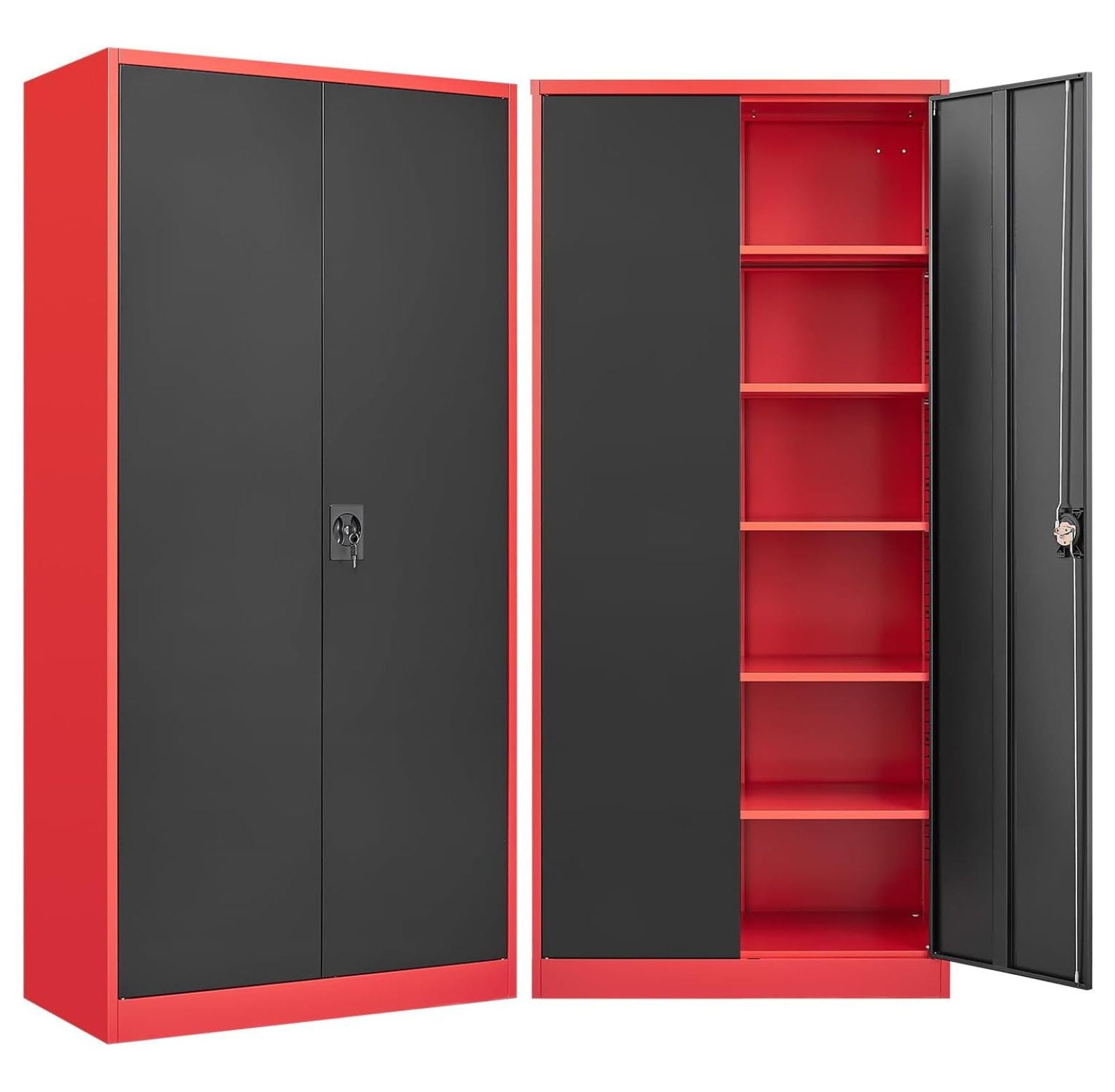 ZZYY Metal Garage Storage Cabinets with Lock, 71" Storage Cabinet with ...