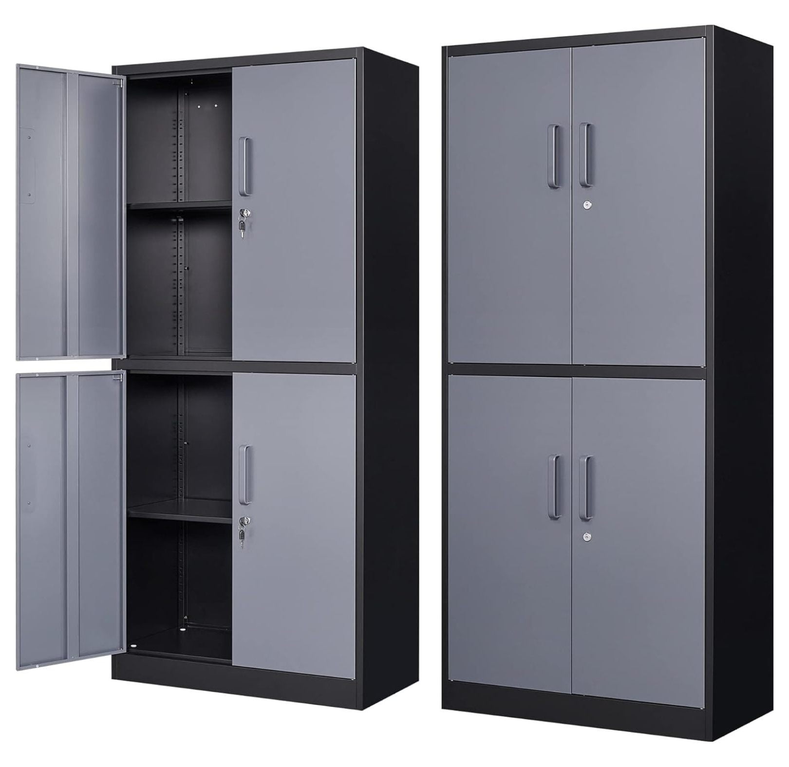ZZYY Metal Storage Cabinet, Locking Steel Storage Cabinet with 4 Doors ...