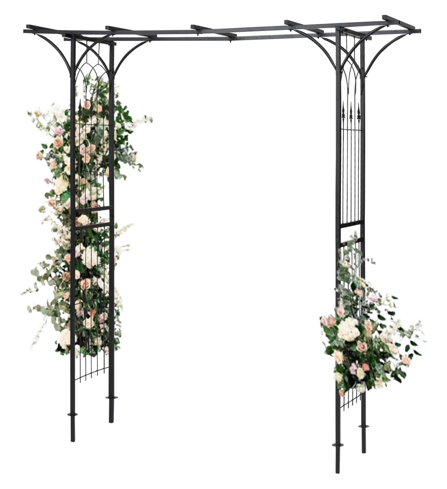 ZZYY Outdoor Metal Garden Arch Arbor Black Arches Trellis Iron Garden ...
