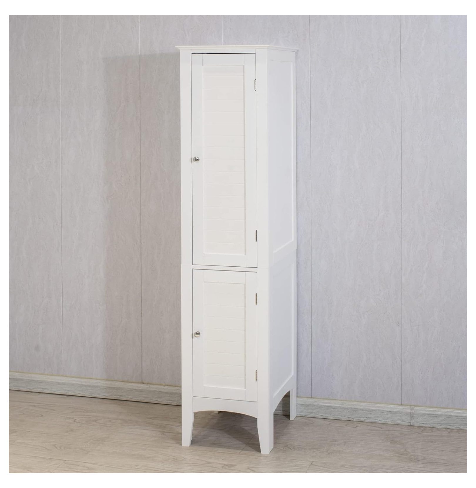ZZYY Tall Narrow Tower Freestanding Cabinet with 2 Doors 5 Tier Shelves ...