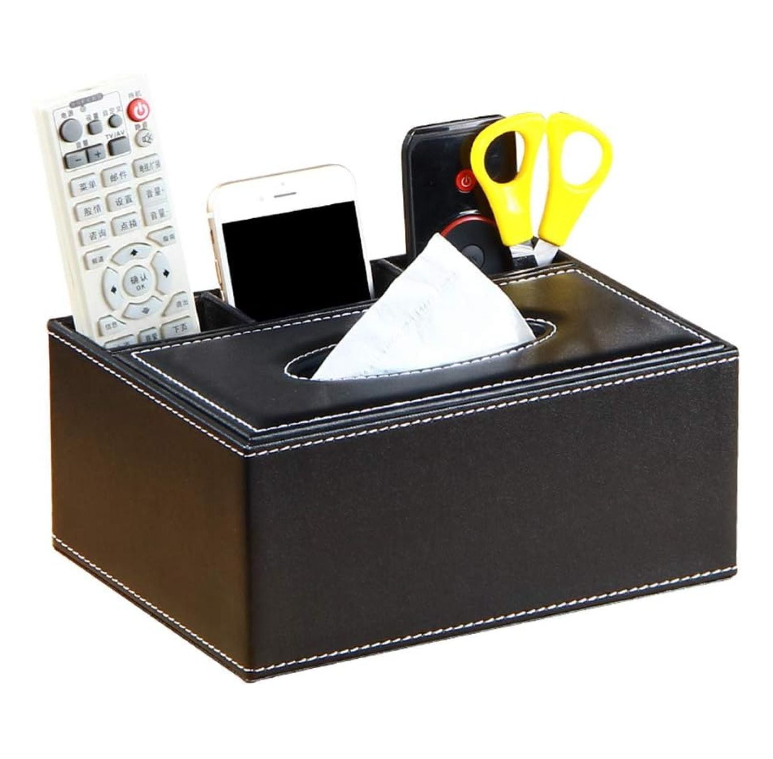 ZZYY Teapoy Controller Organizer & Tissue Box, PU Leather ...