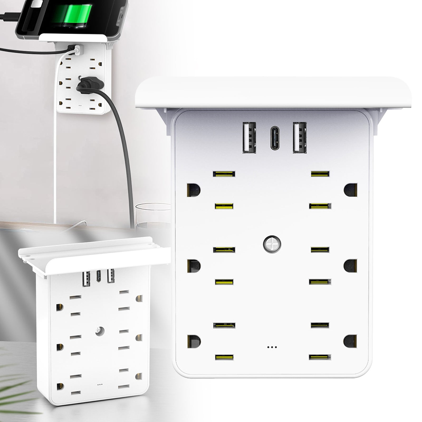 ZZYuan Big Clearance Wall Socket Extender with Shelf Night Power Board ...