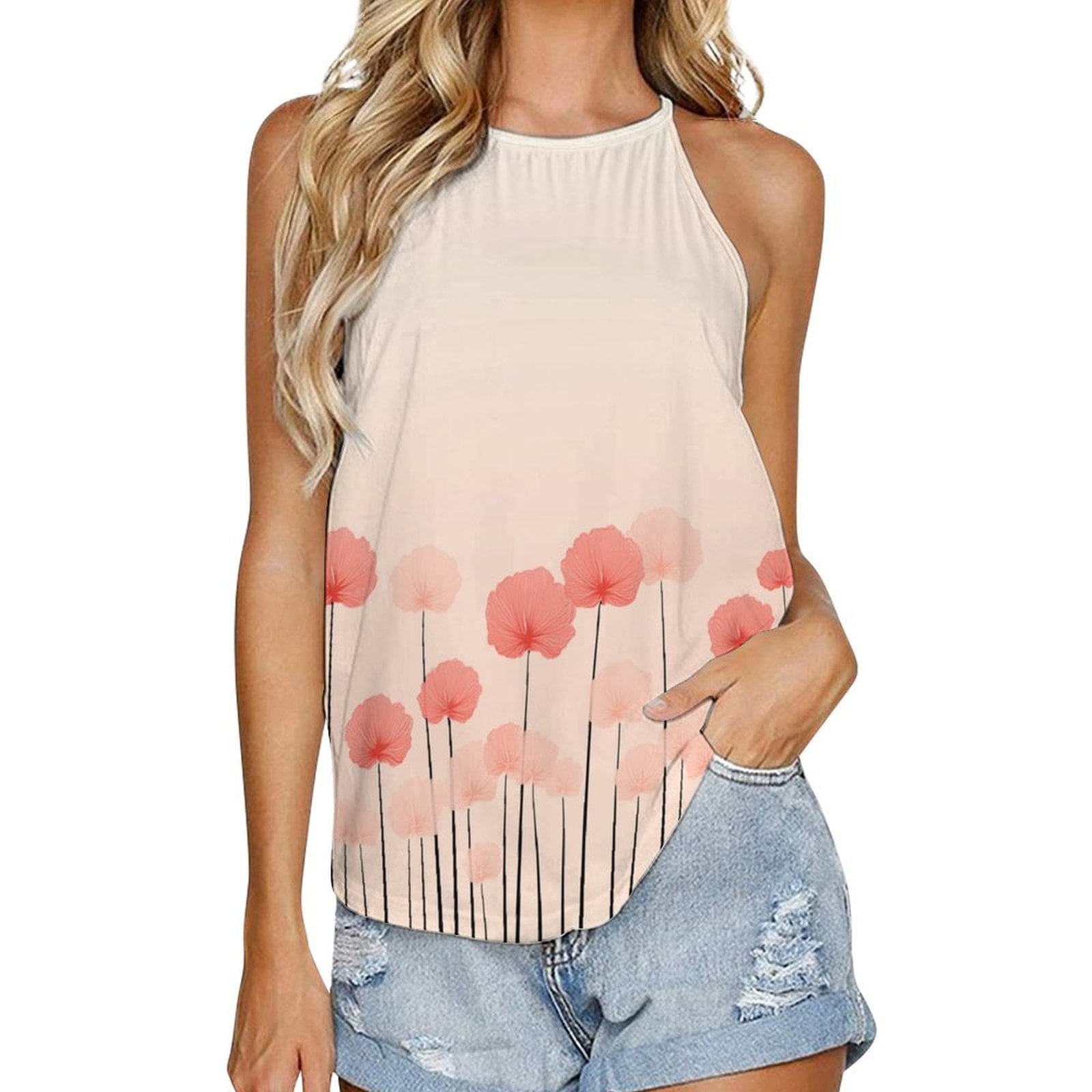 ZZZHY Floral Fantasy-164 Womens Tank Tops Trendy，Spaghetti Halter Tops ...