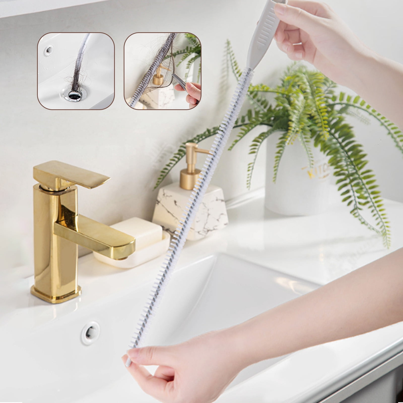 ZZkhGO 2 in 1 Drain Unclogging Tool, Sewer Hair Clog Remover, Flexible ...