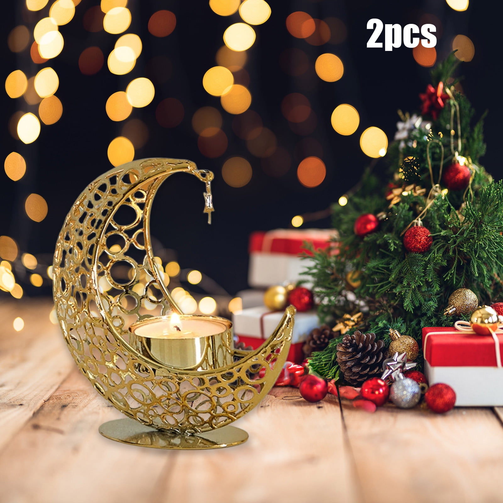 ZZkhGO Crescent Candle Holders Set, Star Moon Metal Candlesticks Pair ...