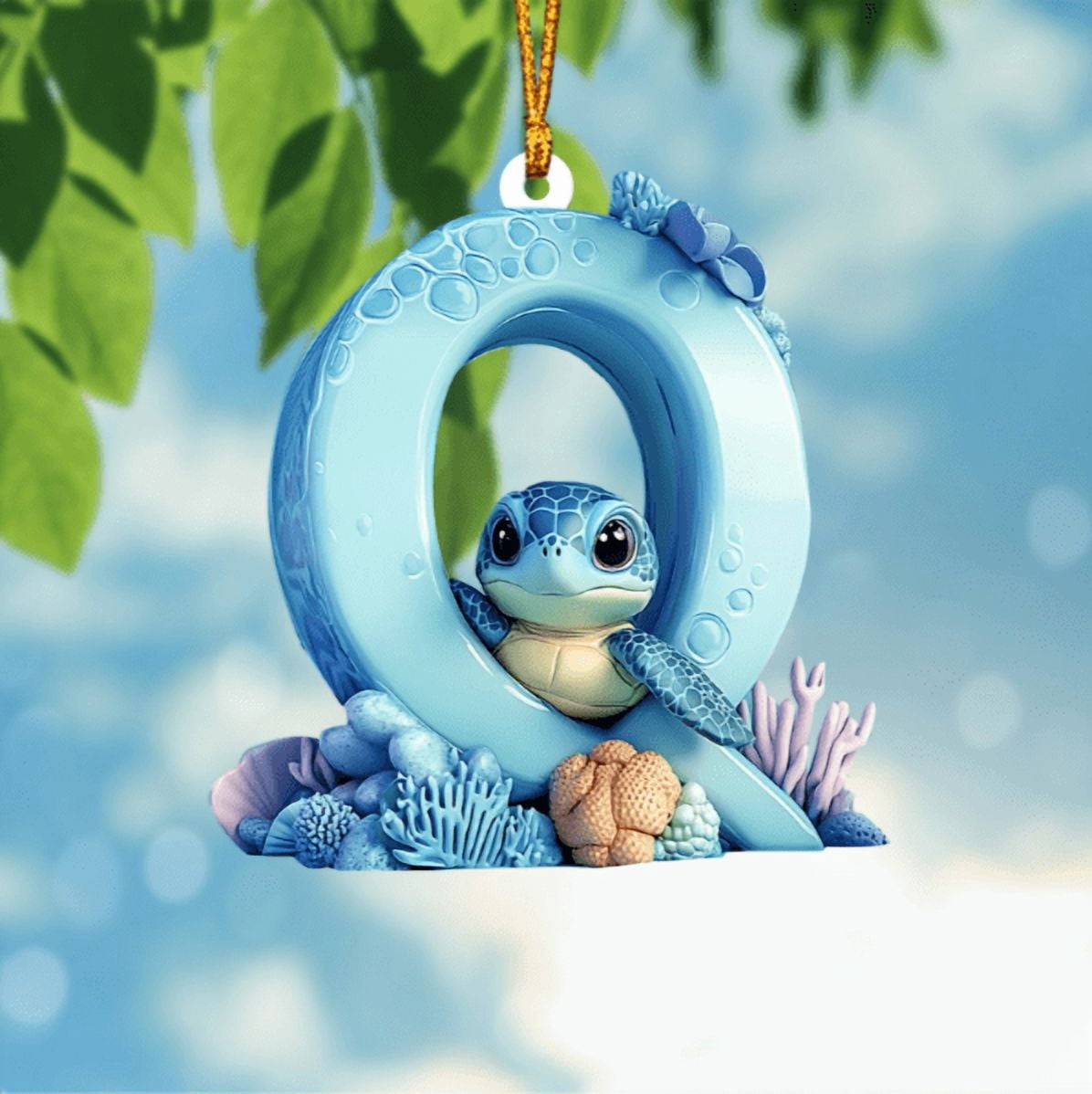 ZZkhGO Cute Turtle Alphabet Letter Ornament, Sea Turtle Shaped Letter ...