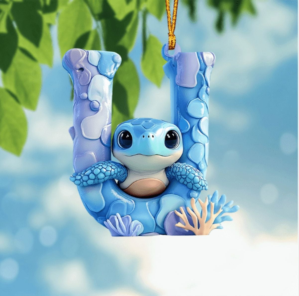 ZZkhGO Cute Turtle Alphabet Letter Ornament, Sea Turtle Shaped Letter ...