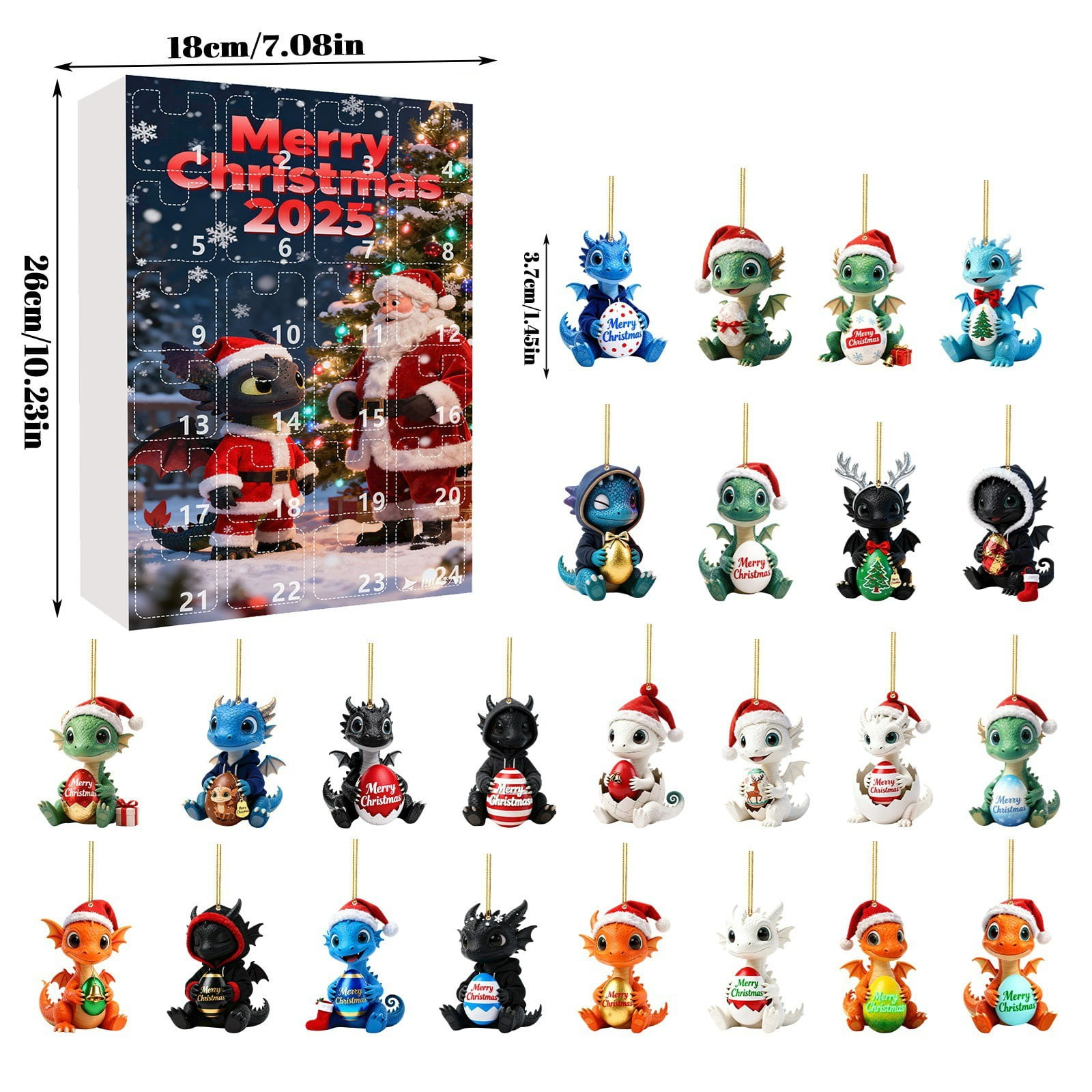 ZZkhGO Santa Claus Dragon Advent Ornaments Calendar, Dragon Themed ...