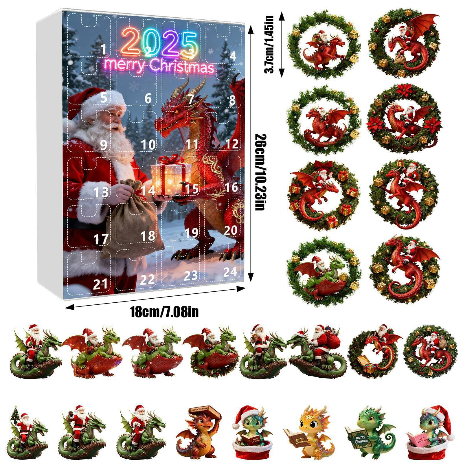 ZZkhGO Santa Claus Dragon Themed Calendar, Advent Calendar with Dragon ...