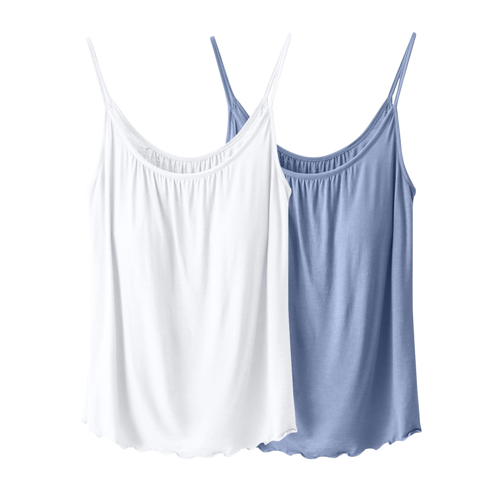 ZZwxWA 2pcs Tank Top for Women Sleeveless Cami Tops with Built in Bras ...