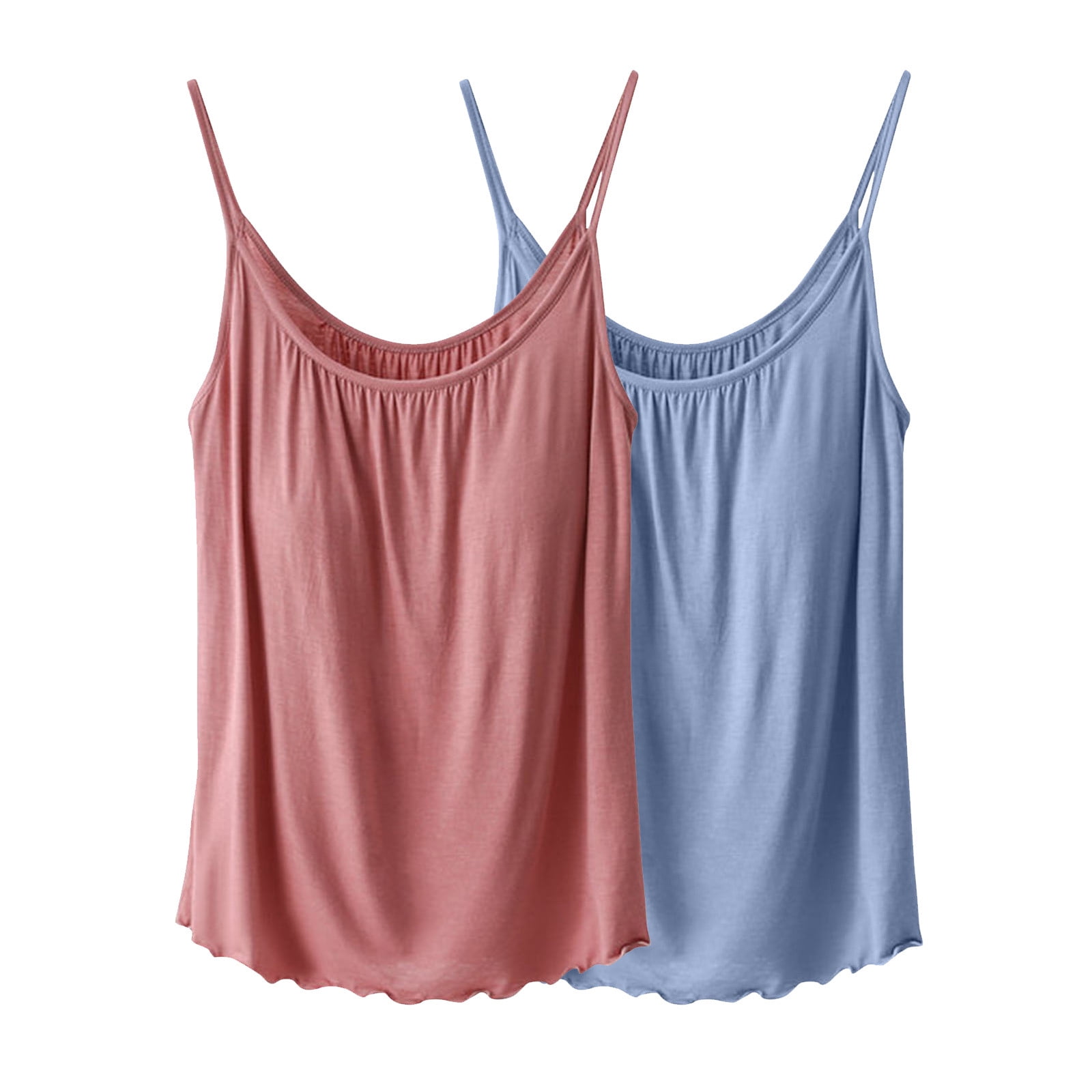 ZZwxWA 2pcs Tank Top for Women Sleeveless Cami Tops with Built in Bras ...