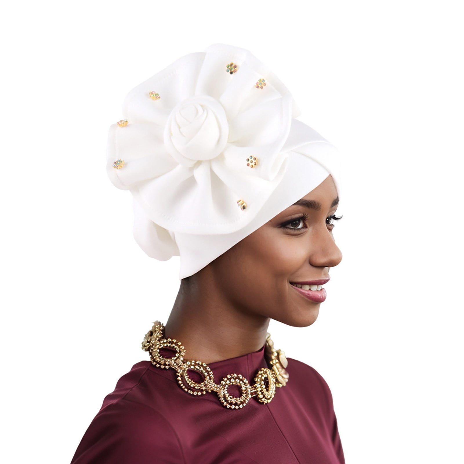 ZZwxWA African Turban Caps Pre-Tied Flower Turbans for Women Head Scarf ...
