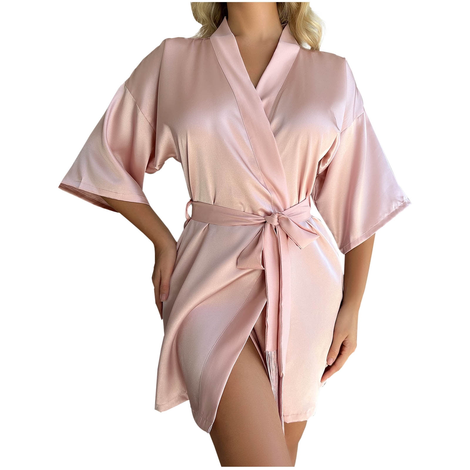 ZZwxWA Bath Robe for Women Sexy Short Robes Lounge Silk Robes Sherpa Shower Spa House Robe Fast ...