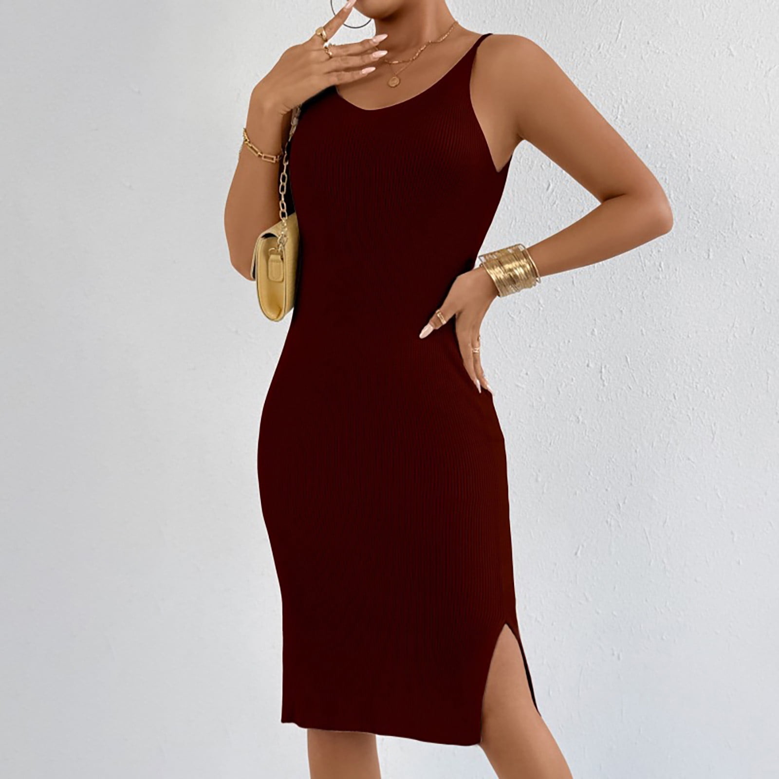 ZZwxWA Bodycon Tank Mini Dress for Women Club Party Spaghetti Straps ...