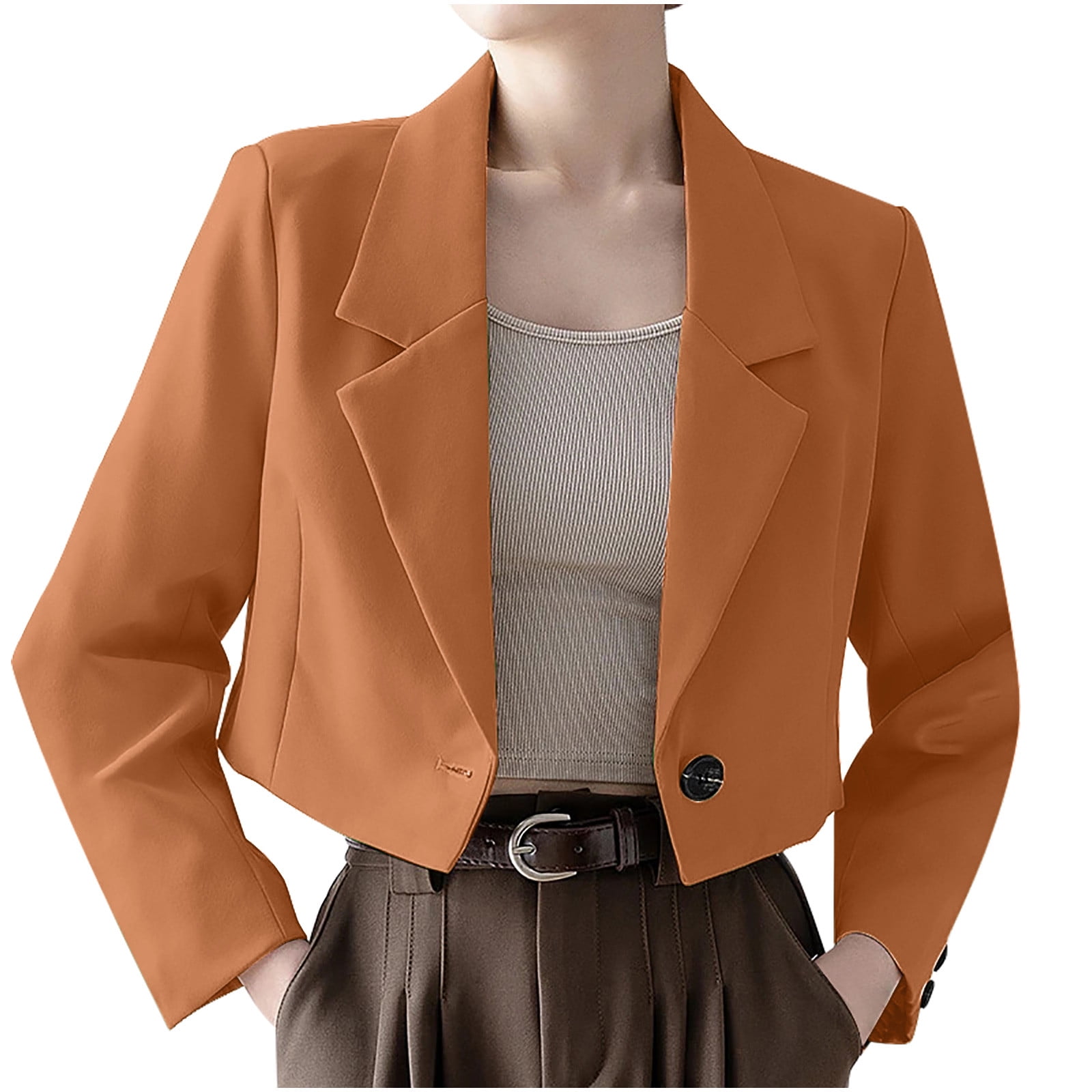 ZZwxWA Cropped Blazer for Women Trendy Petite Jacket Dressy Casual Long ...