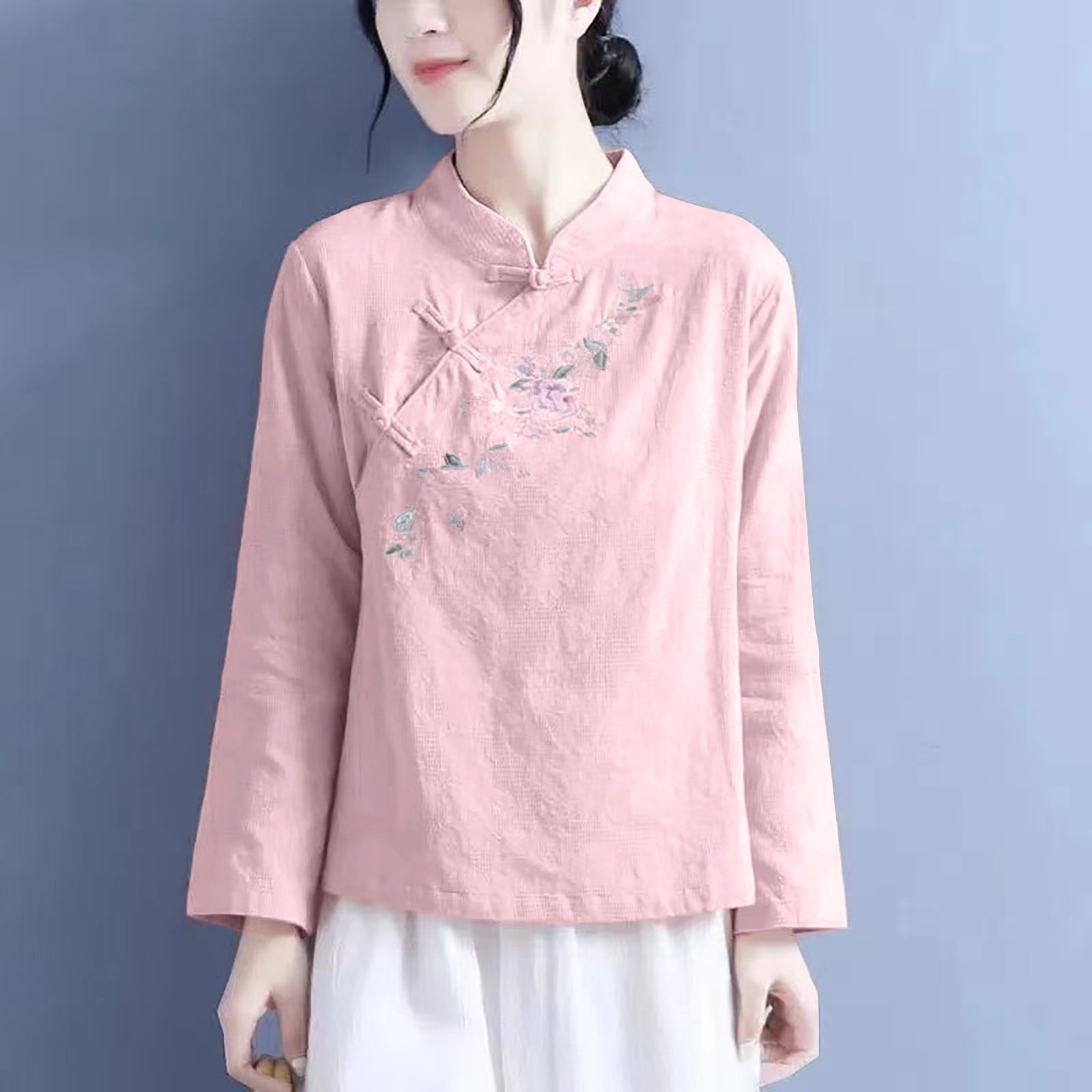 ZZwxWA Embroidery Qipao Shirts Womens Traditional Tang Suits Long ...