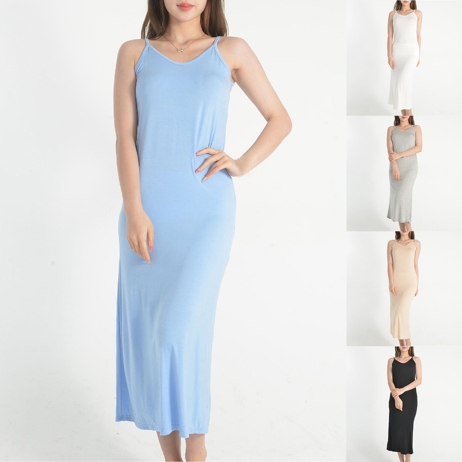 ZZwxWA Long Slip Dress for Women Adjustable Spaghetti Straps Full Slip ...