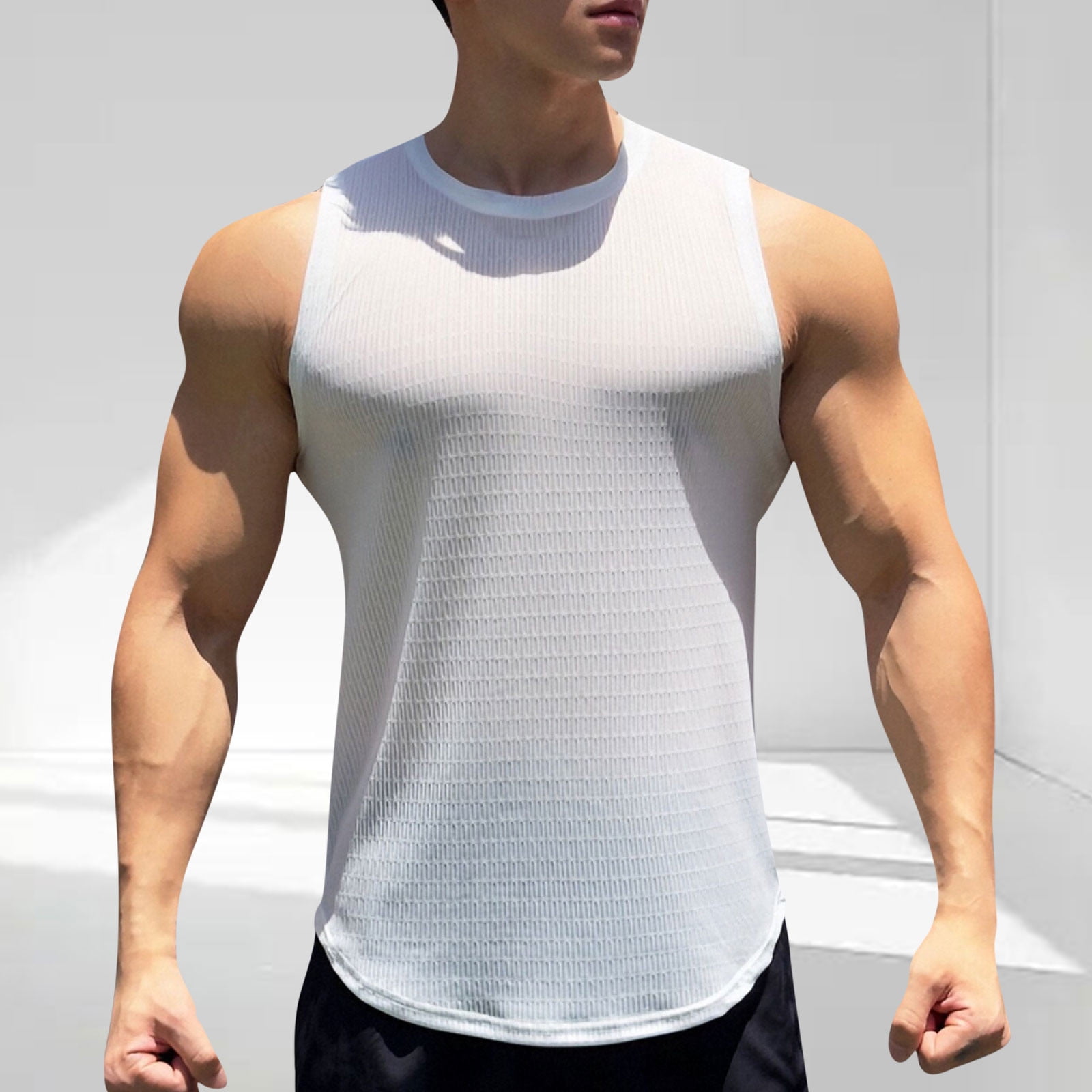 ZZwxWA Men's Breathable Athletic Soft Basic Tank Fitness Gym Workout ...