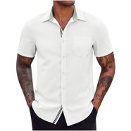 Mens Short Sleeve Classic Shirts, Regular-Fit, Button-Up Collared Plaid, Double Pocket Dress ...