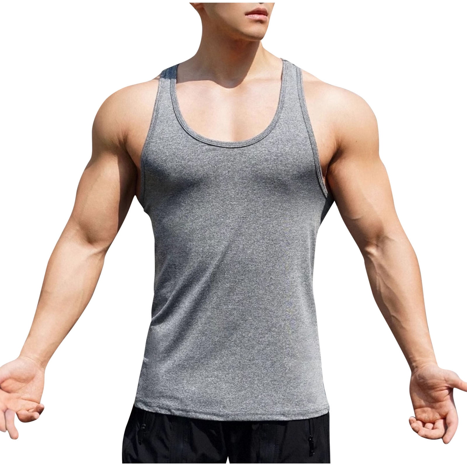 ZZwxWA Men's Gym Bodybuilding Stringer Tank Top Workout Muscle Cut ...