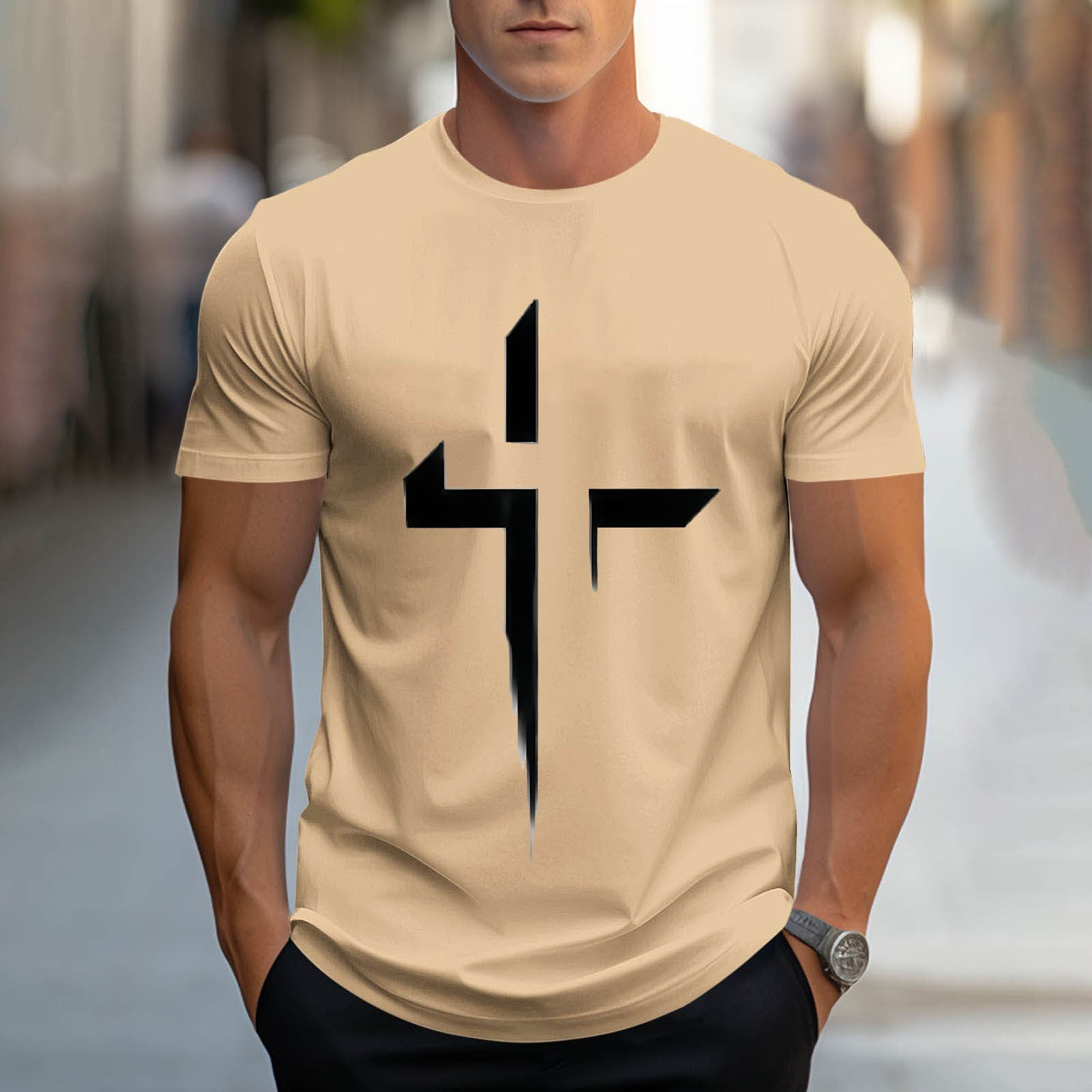 ZZwxWA Men's Jesus Cross 3D Print T-Shirt Summer Short Sleeve Fashion ...