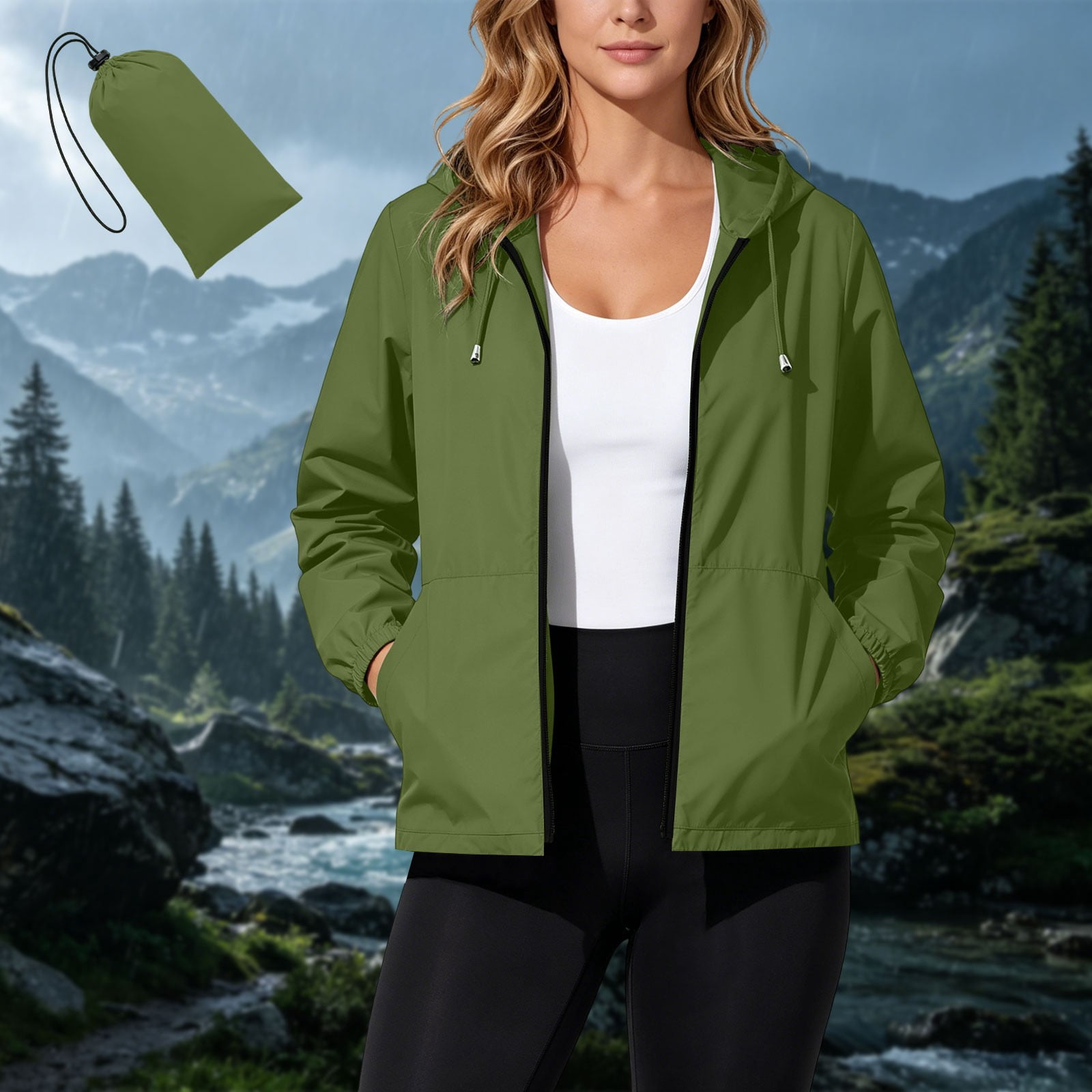 ZZwxWA Packable Rain Jacket Women with Hood Lightweight Waterproof ...