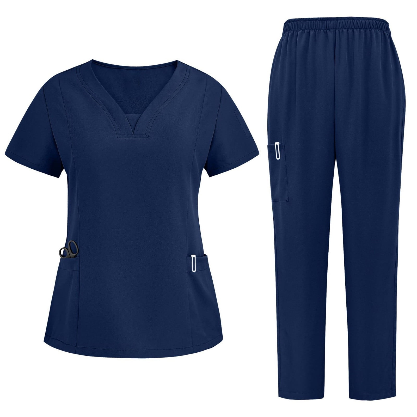 ZZwxWA Scrubs for Women Set 2025 Fall Medical Uniform Stretch V-Neck ...