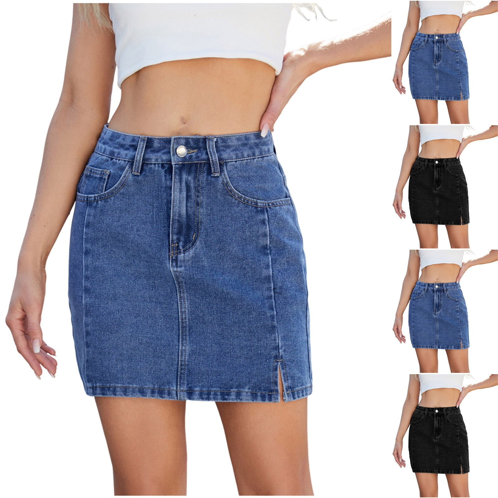 ZZwxWA Skorts Skirts for Women Denim Mini Skirt Side Slit with High ...