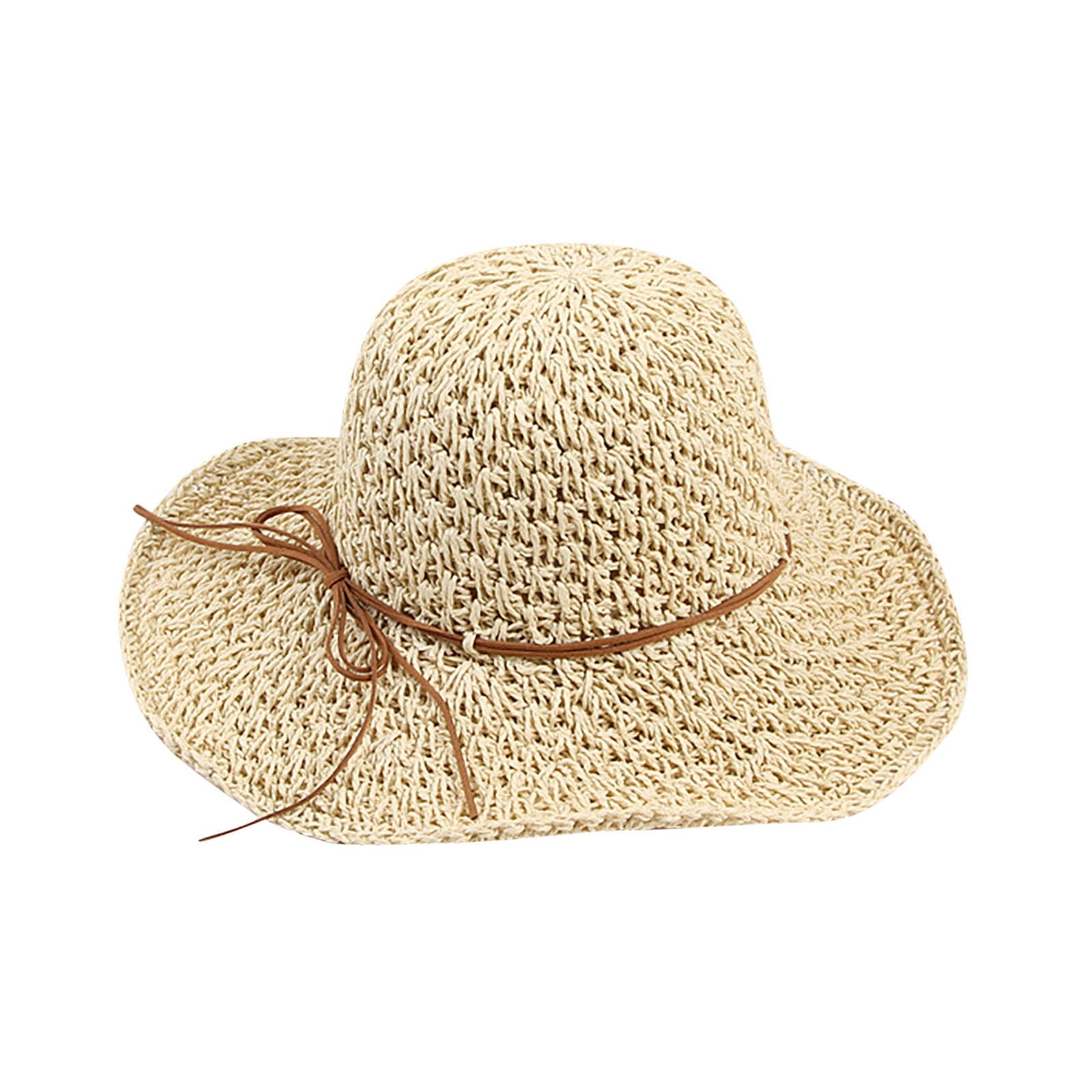 ZZwxWA Summer Beach Sun Straw Hats for Women Wide Brim Packable Travel ...