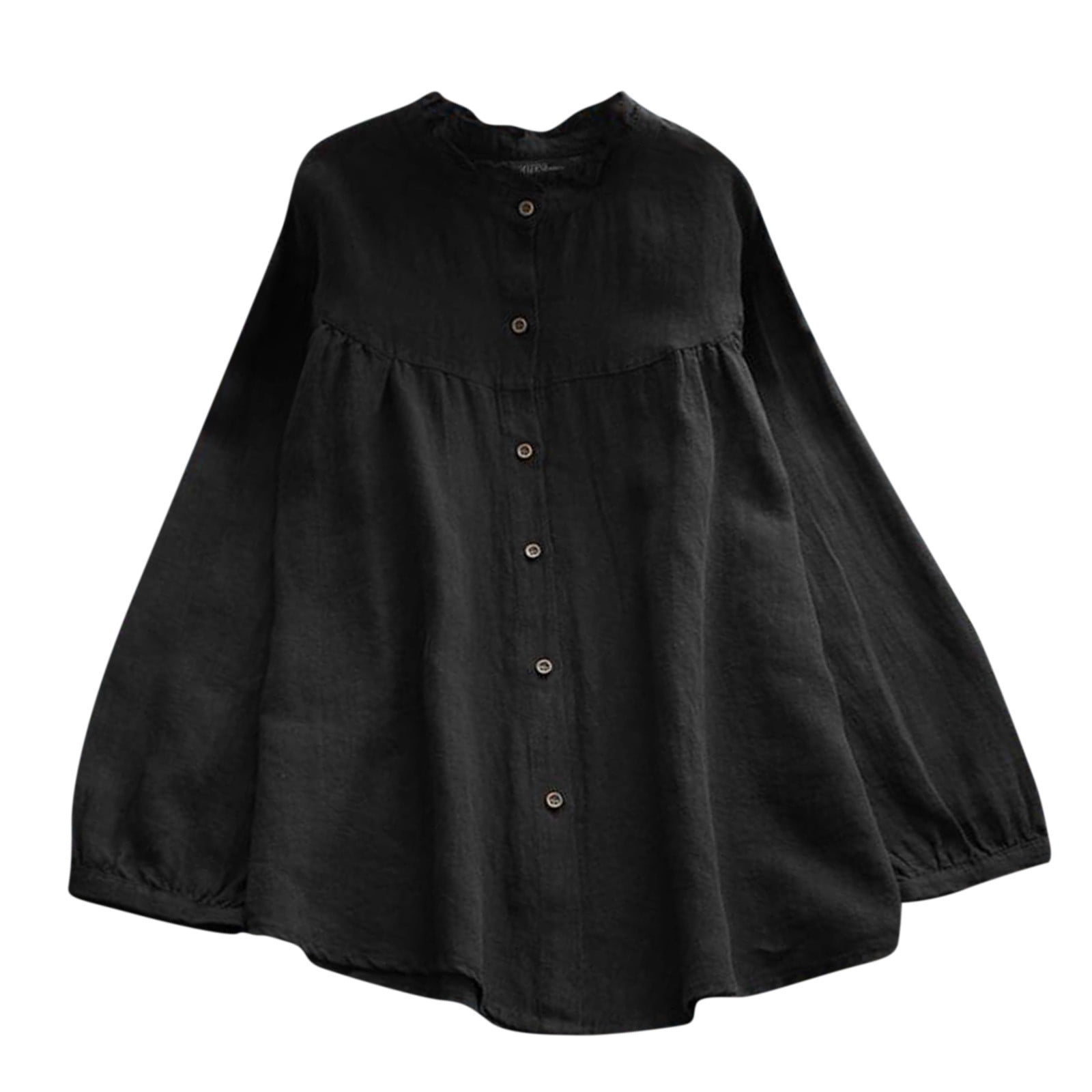 Zzwxwa Summer Tops For Women 2024 Trendy Long Sleeve Fashion Womens Button Down Cotton Linen